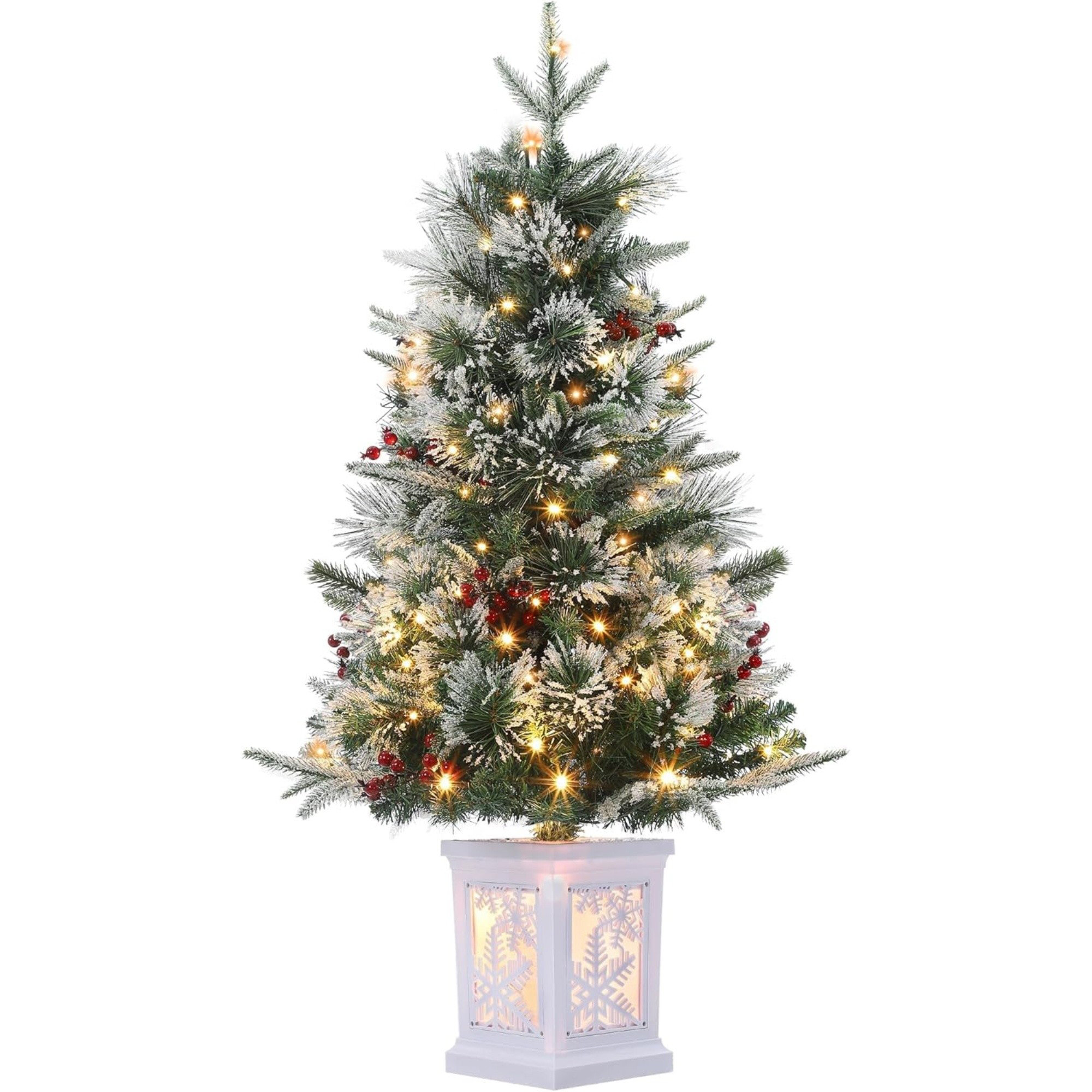 Winston Porter 3ft Snow Flocked Artificial Christmas Tree With Led ...