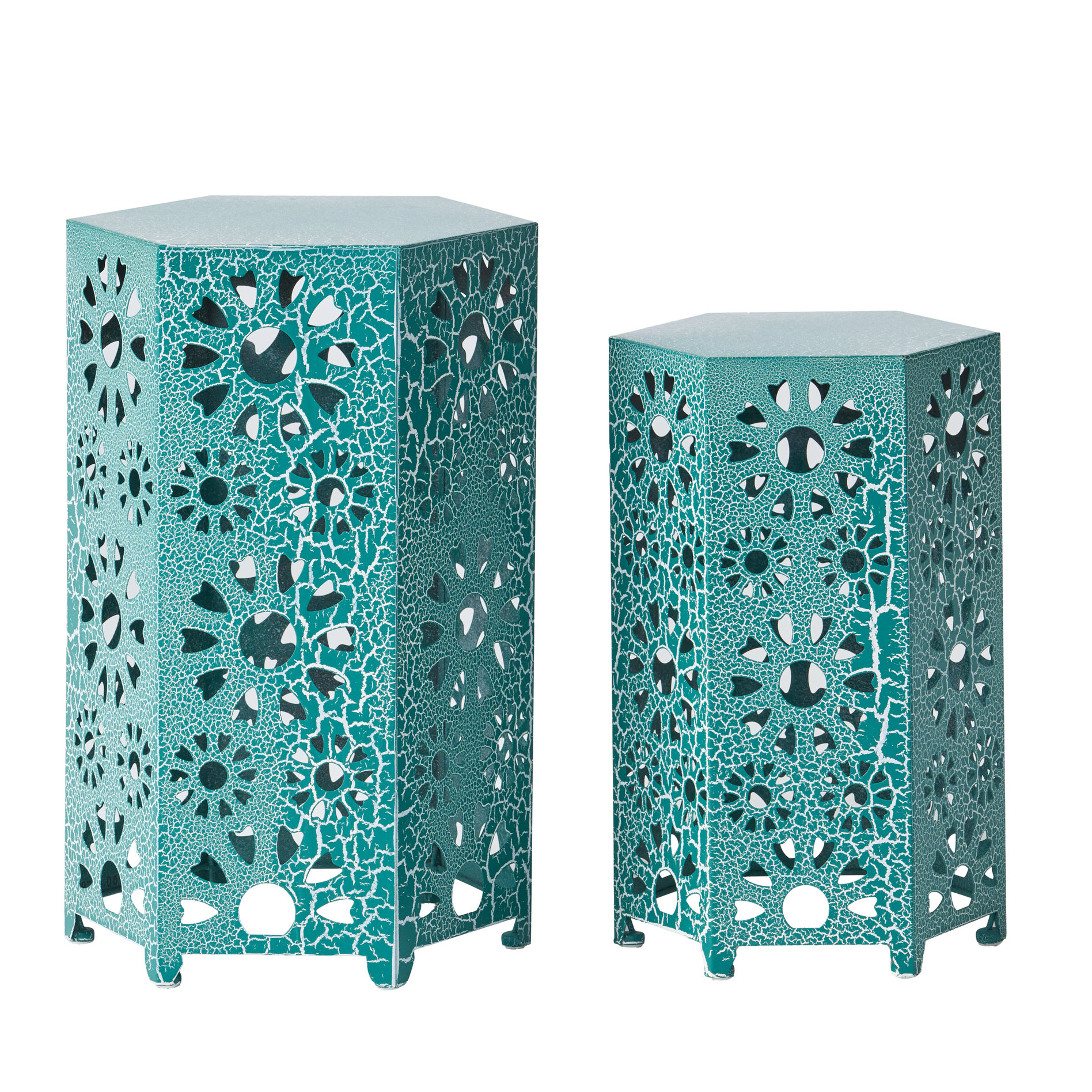 Bungalow Rose Side Tables - 2 , Style, Iron, Crackle Teal, Adds Beauty ...