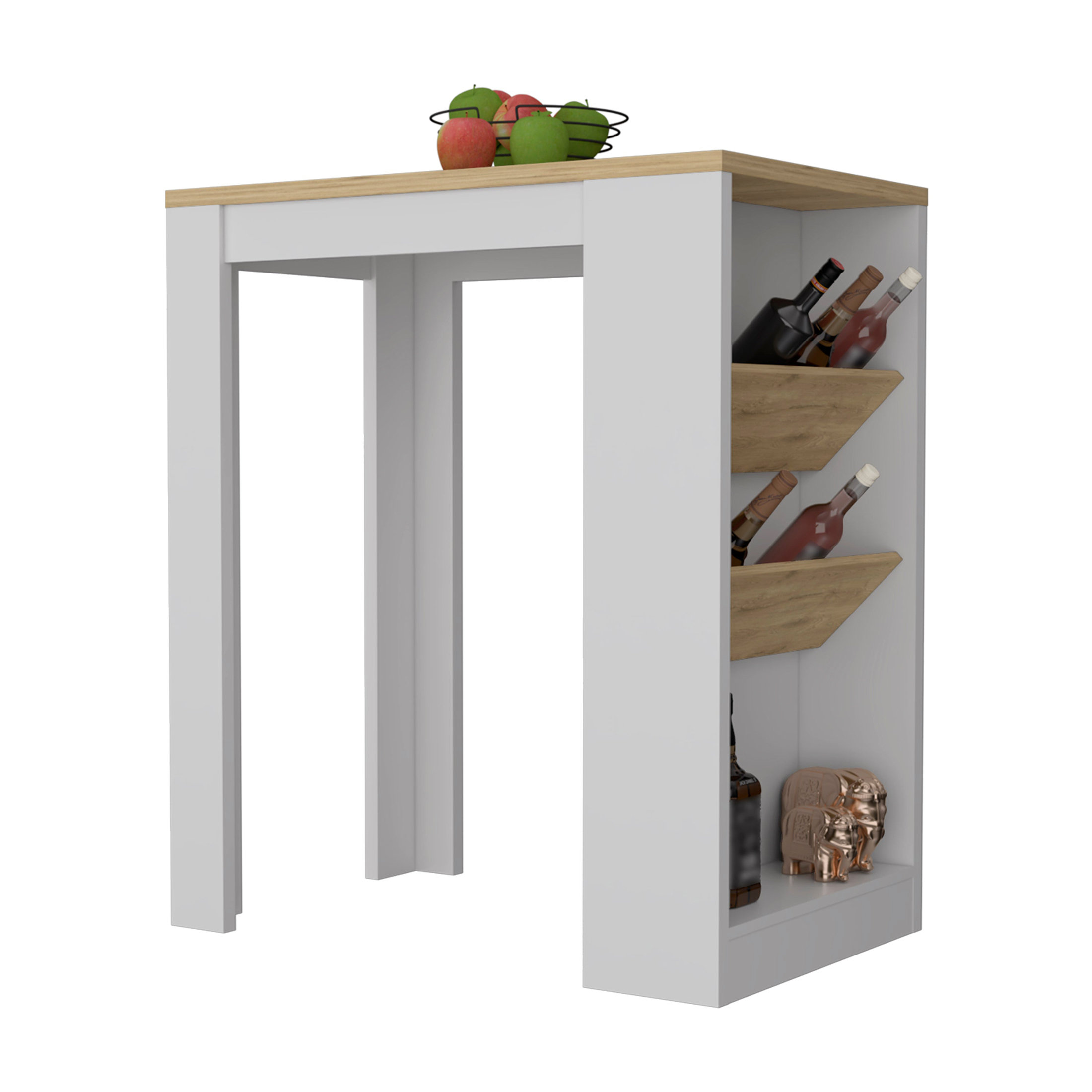 Ebern Designs DeSoto Wine Storage Pedestal Kitchen Island White and ...