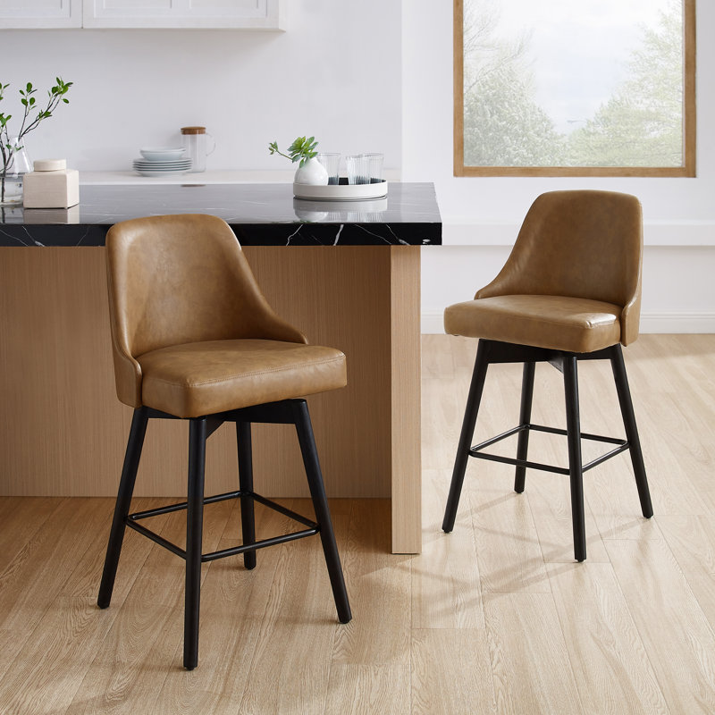 Lark Manor Hiott Swivel Upholstered 25.6'' Counter Stool & Reviews ...