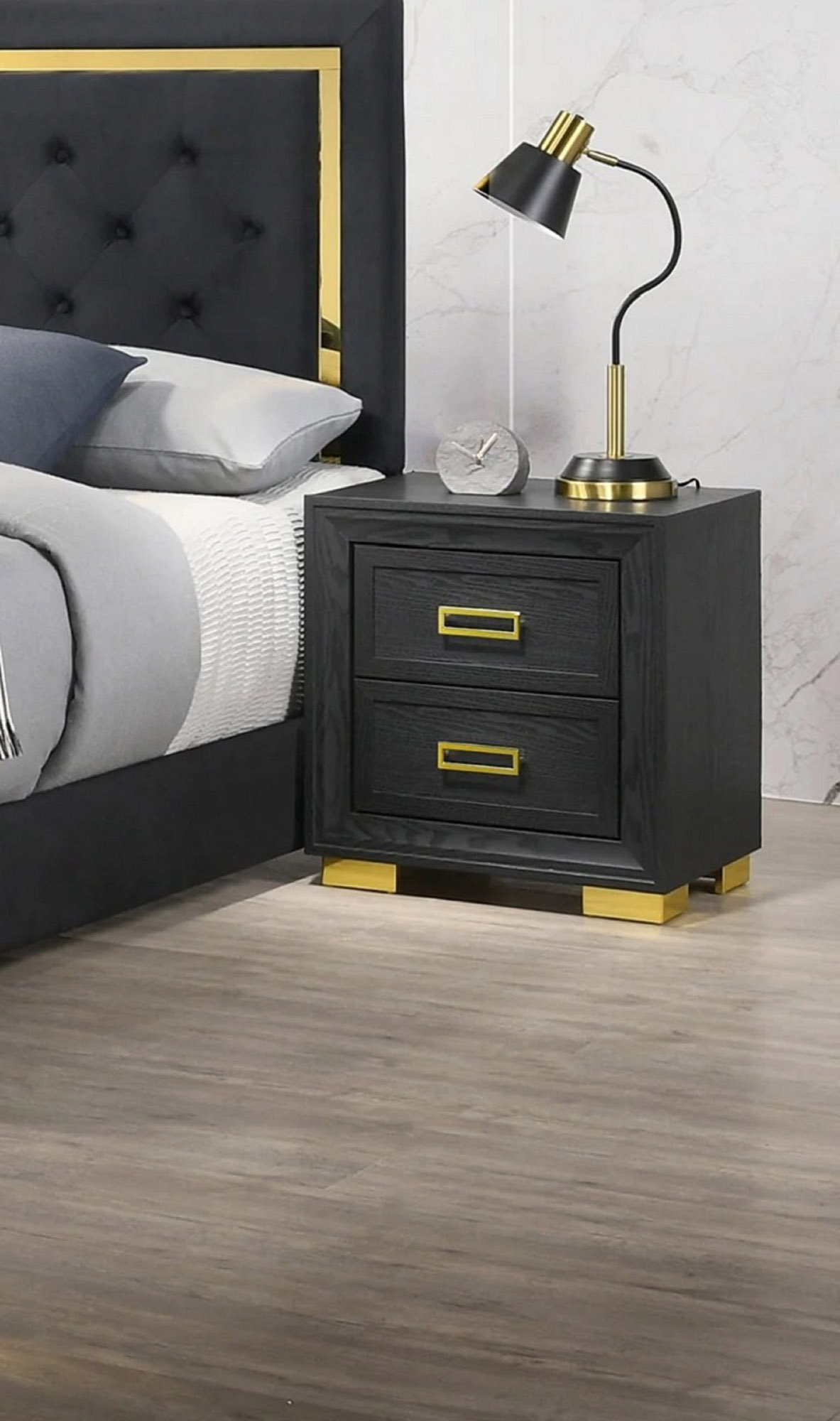Mercer41 Modern Glam Style 2-Drawer Nightstand For Bedroom | Wayfair