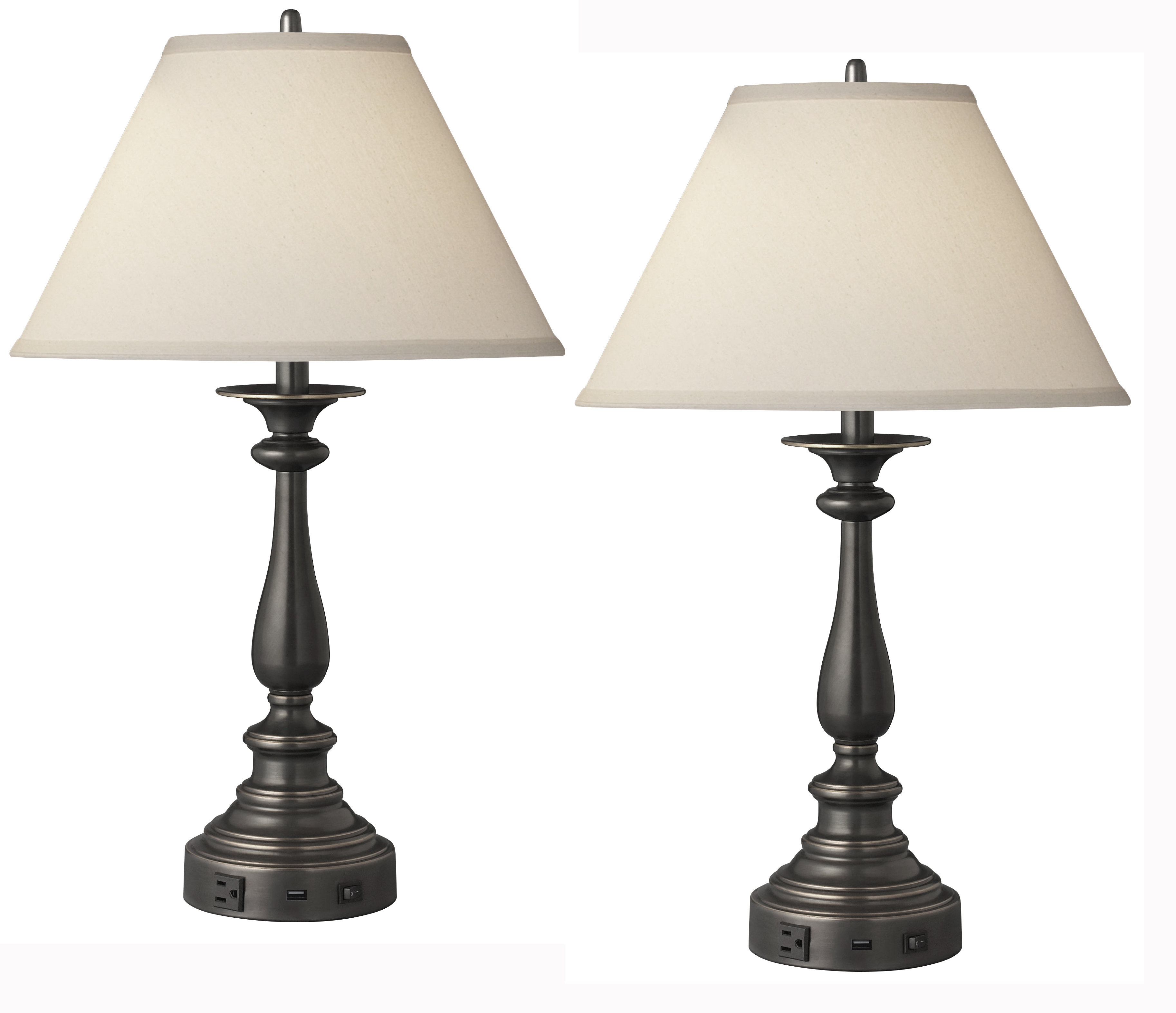 Medallion Lighting 29" Madison Bronze Single Nightstand Lamp with USB ...