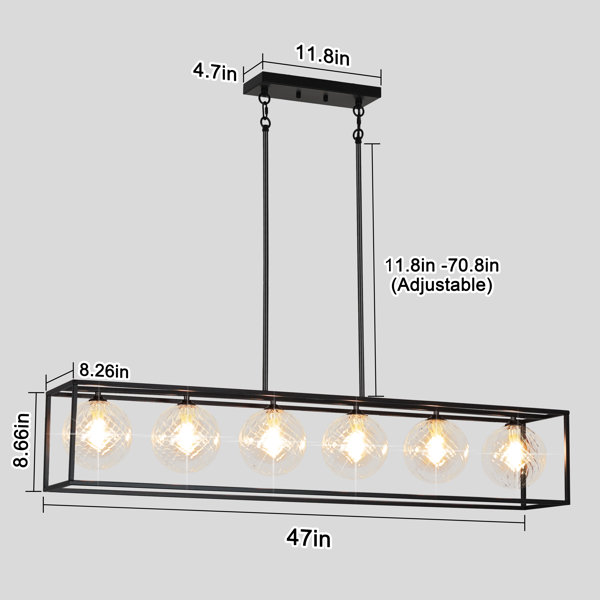 Latitude Run® 6 - Lights Modern Square / Rectangular Chandelier Black ...