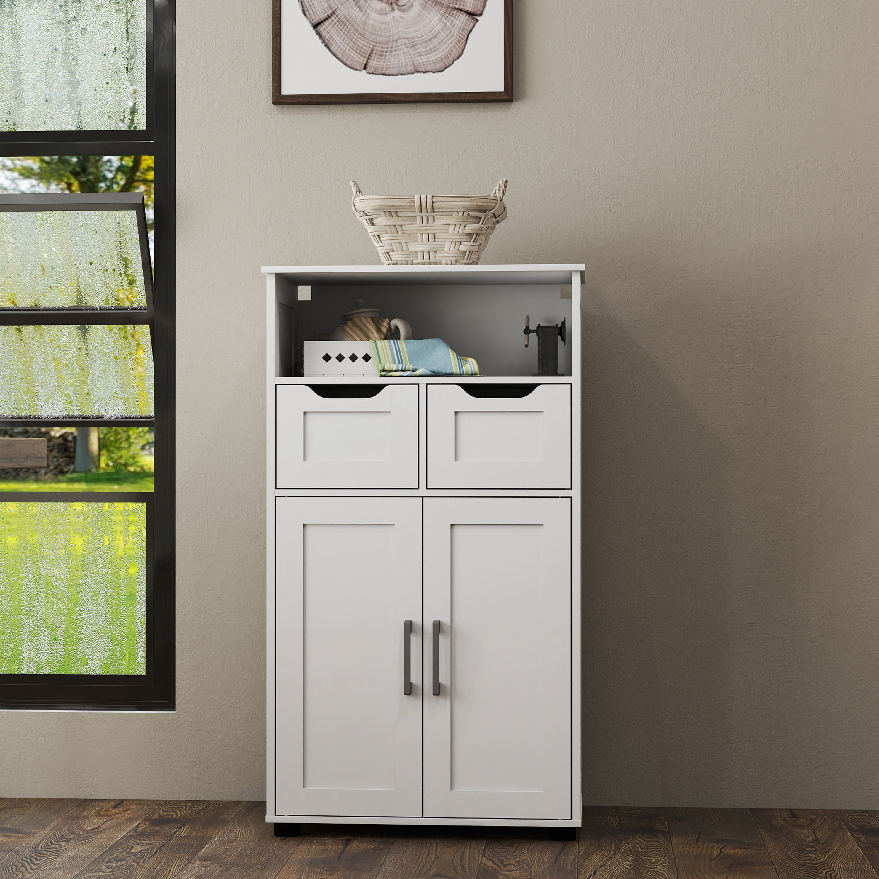 Ebern Designs Farmhouse Storage Cabinet ,Versatile Double-Door Storage ...