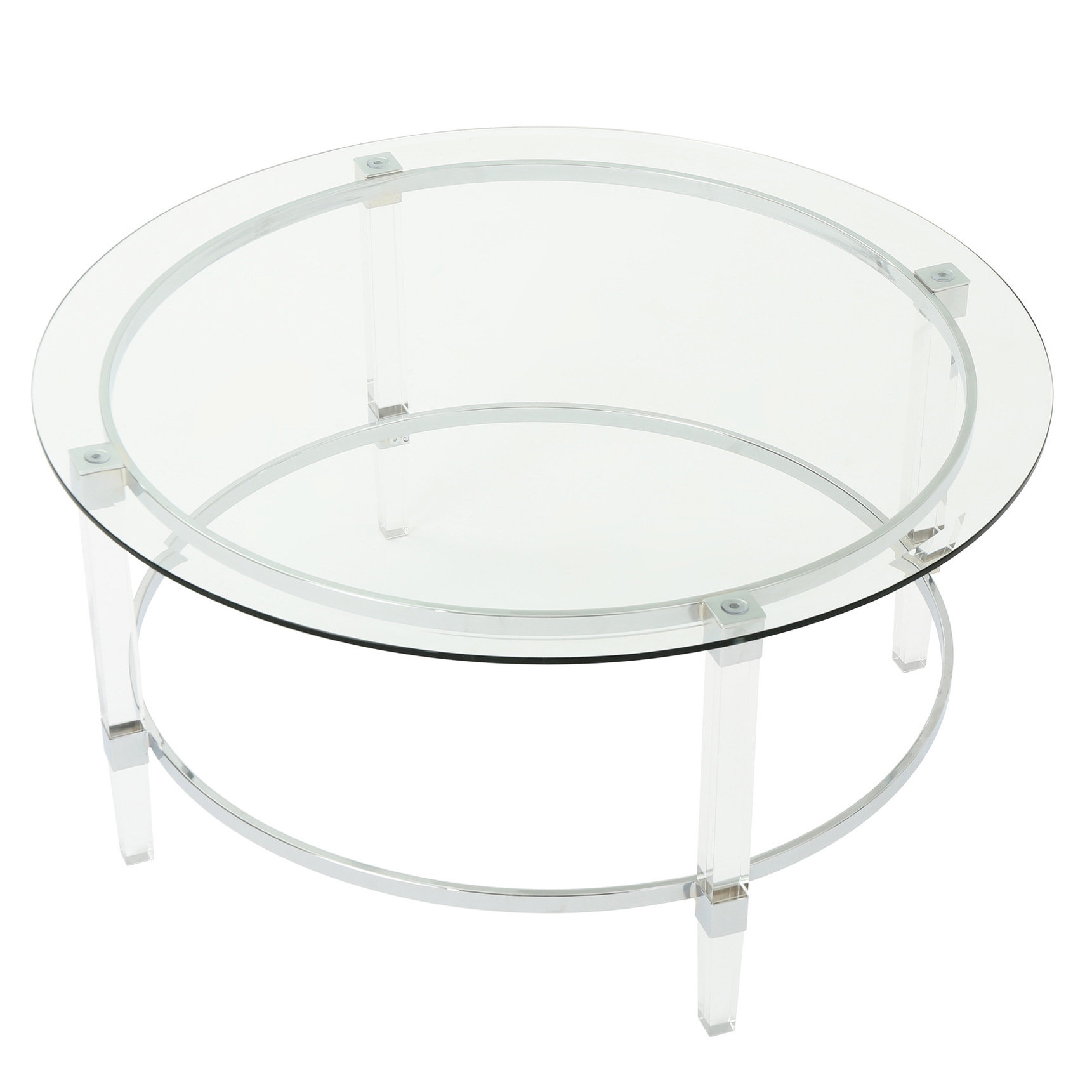 Brayden Studio® Clear Tempered Glass Round Coffee Table With Airy ...