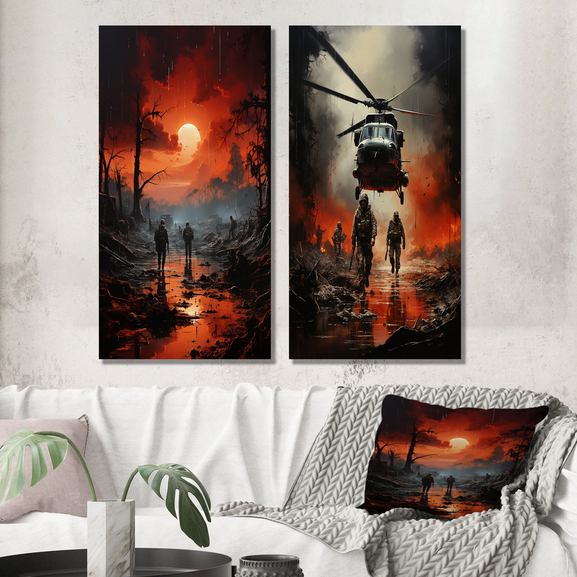 Lark Manor™ Abstract Military Battlefield Reflections - Military Wall ...