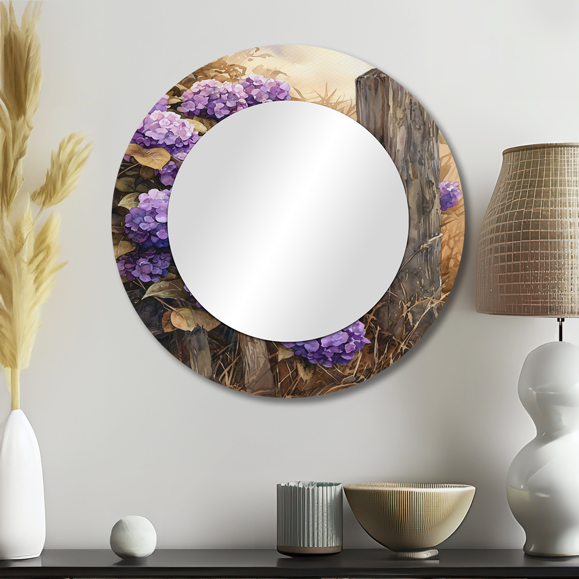 Ophelia & Co. Hydrangeas By The Old Fence - Floral Accent Wall Mirror ...
