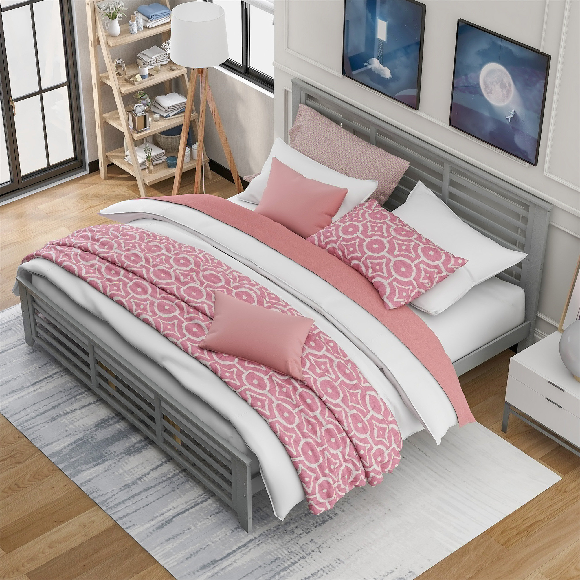 Winston Porter Platform Bed With Horizontal Strip Hollow Shape | Wayfair
