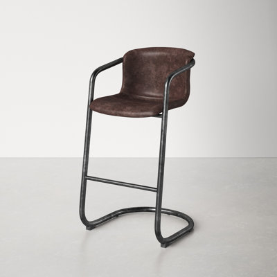 AllModern Higbee Genuine Leather Bar & Counter Stool & Reviews | Wayfair