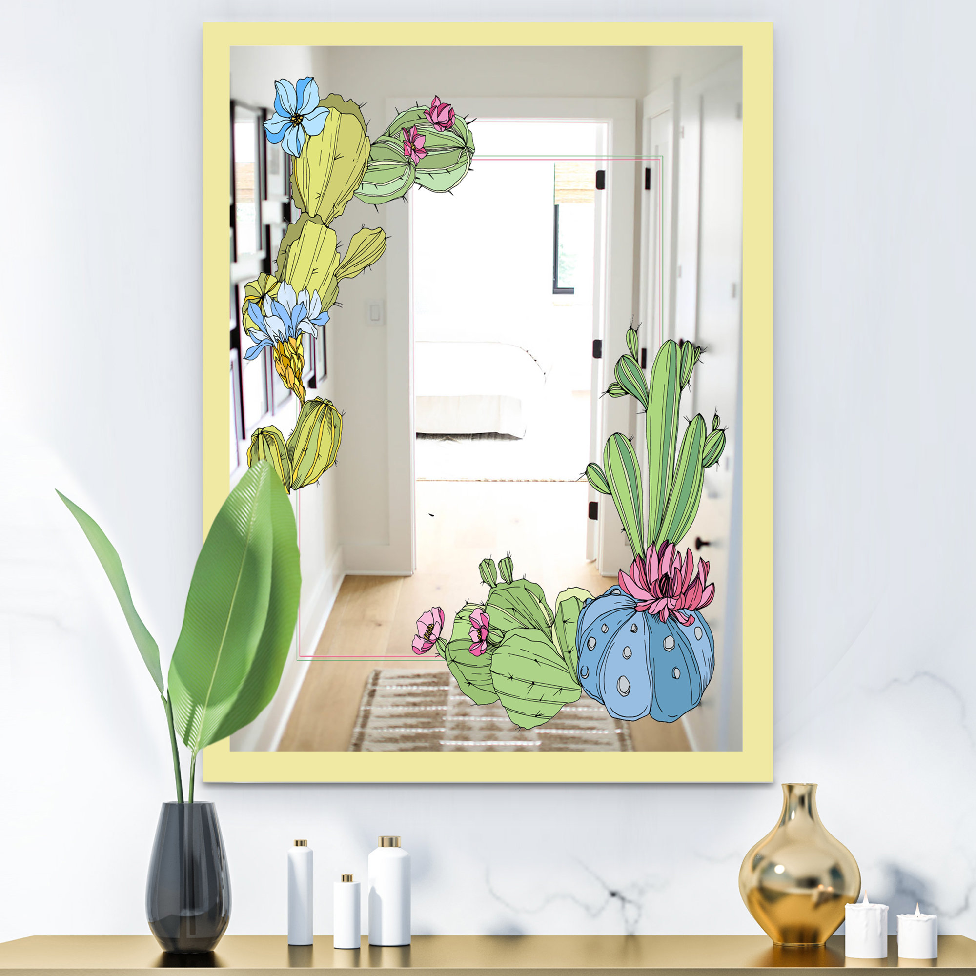East Urban Home Cactus 2 - Traditional Mirror - Wall Mirror | Wayfair