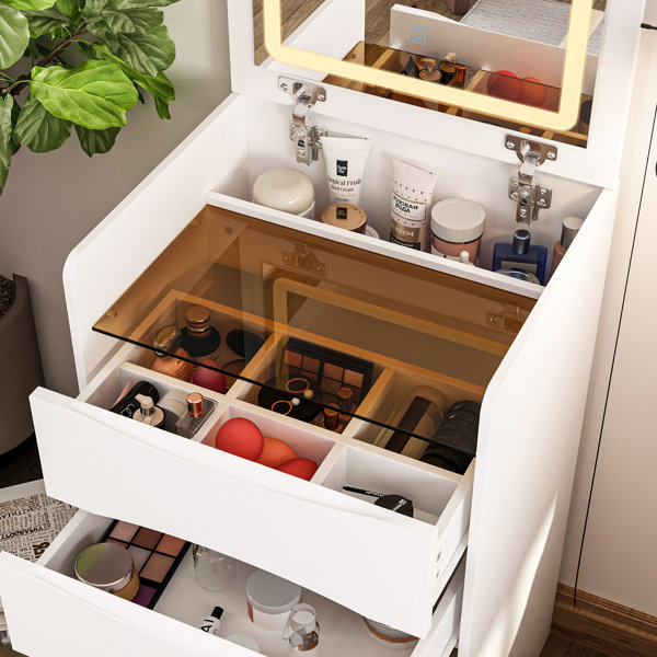 Ebern Designs Brevyn 18.7'' Wide Makeup Vanity Table with Flip Top ...