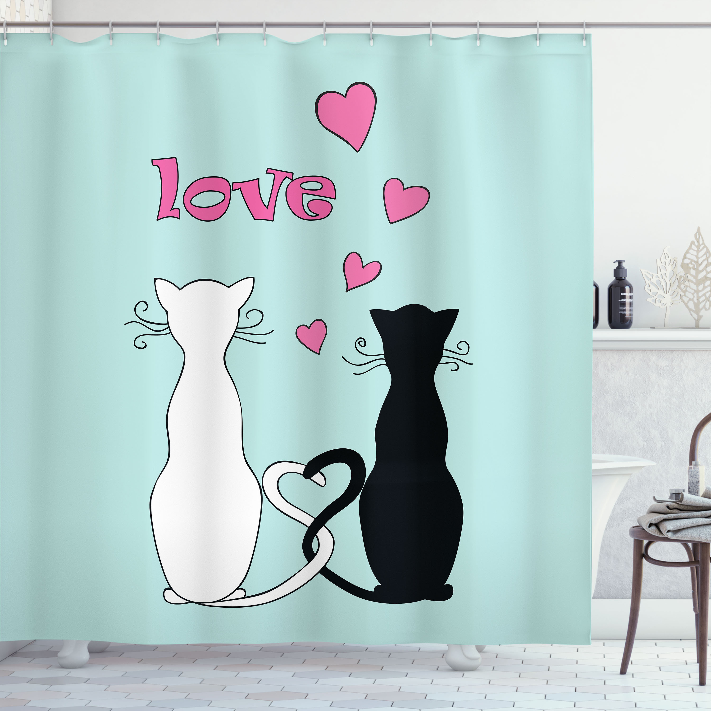 East Urban Home Cat Lover Shower Curtain Tangled Tails in Love ...