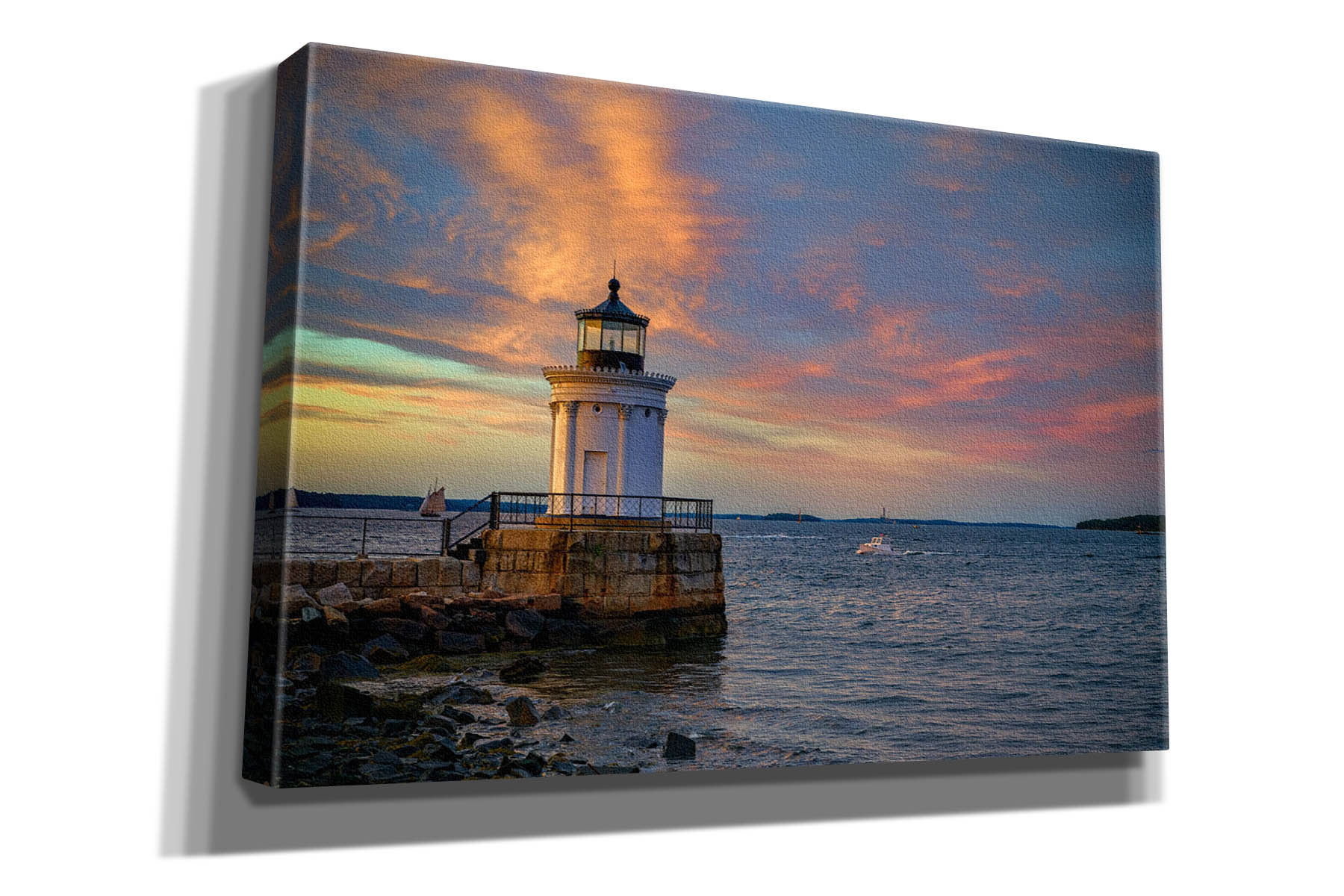 Breakwater Bay 'Sunset At Bug Light' by Rick Berk Canvas Wall Art | Wayfair
