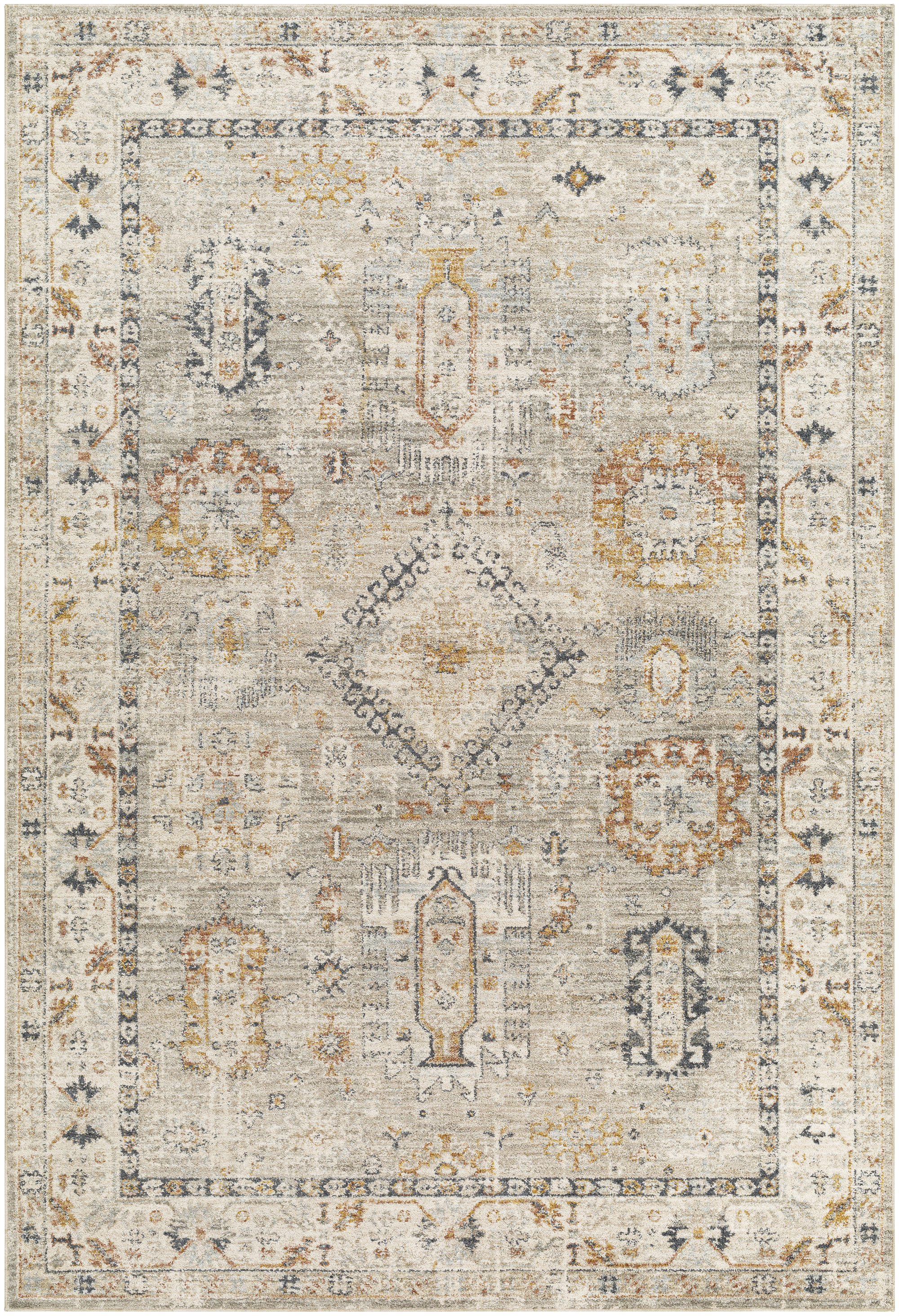 Bungalow Rose Oriental Machine Woven Polyester Area Rug in Cream/Blue ...