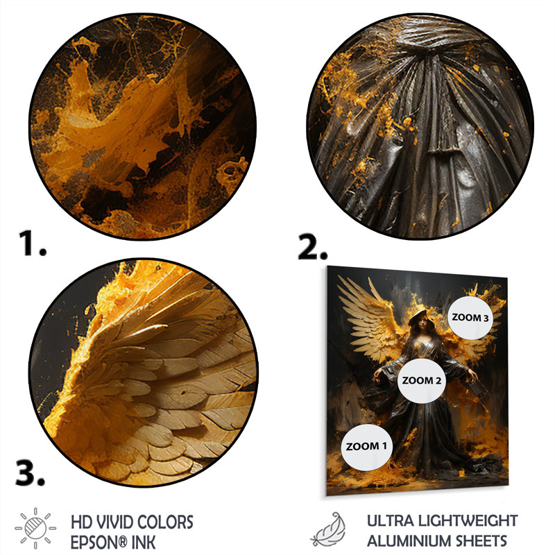 Trinx Gold Angel Rebel Renaissance I - Pop Art Metal Wall Art | Wayfair