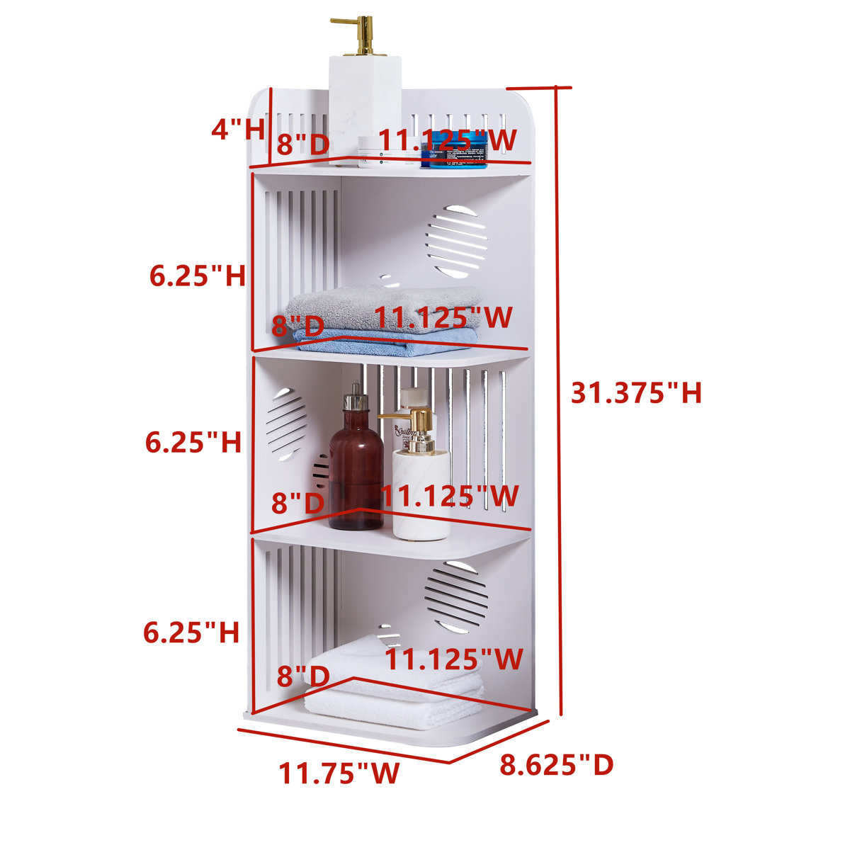 Ebern Designs Mckenzzy 4-Tier Corner Storage Shelf Organizer for ...