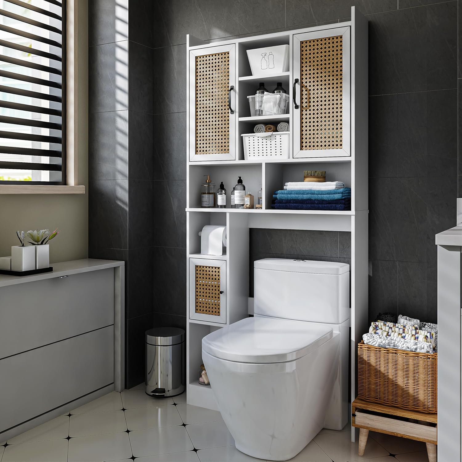 Bayou Breeze Rattan Toilet Storage Cabinet | Wayfair