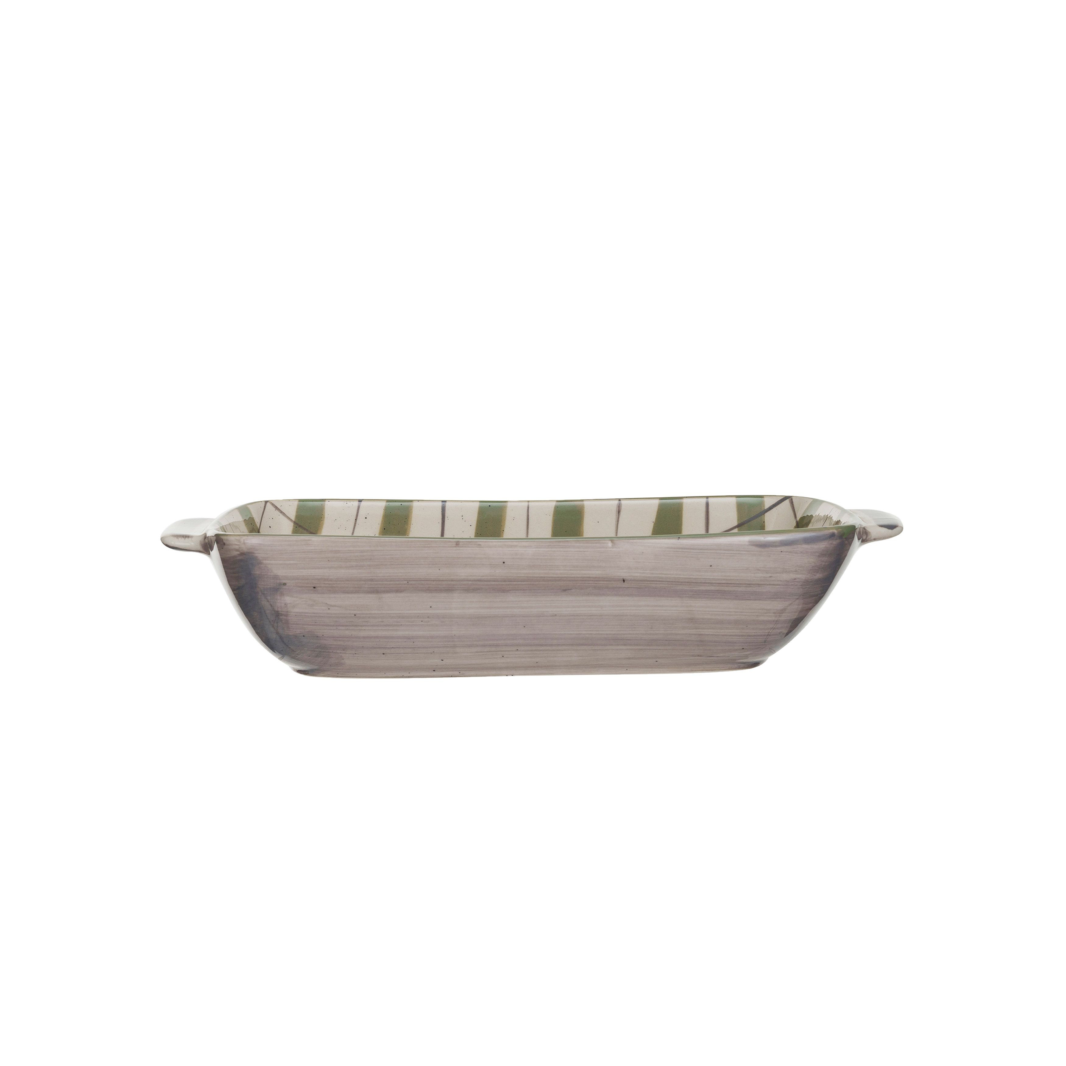 Creative Co-Op Stoneware Baking Dish With Plaid Pattern And Speckles ...