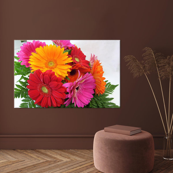 Ebern Designs Large Canvas Featuring Colorful Gerbera Flower Poster For ...