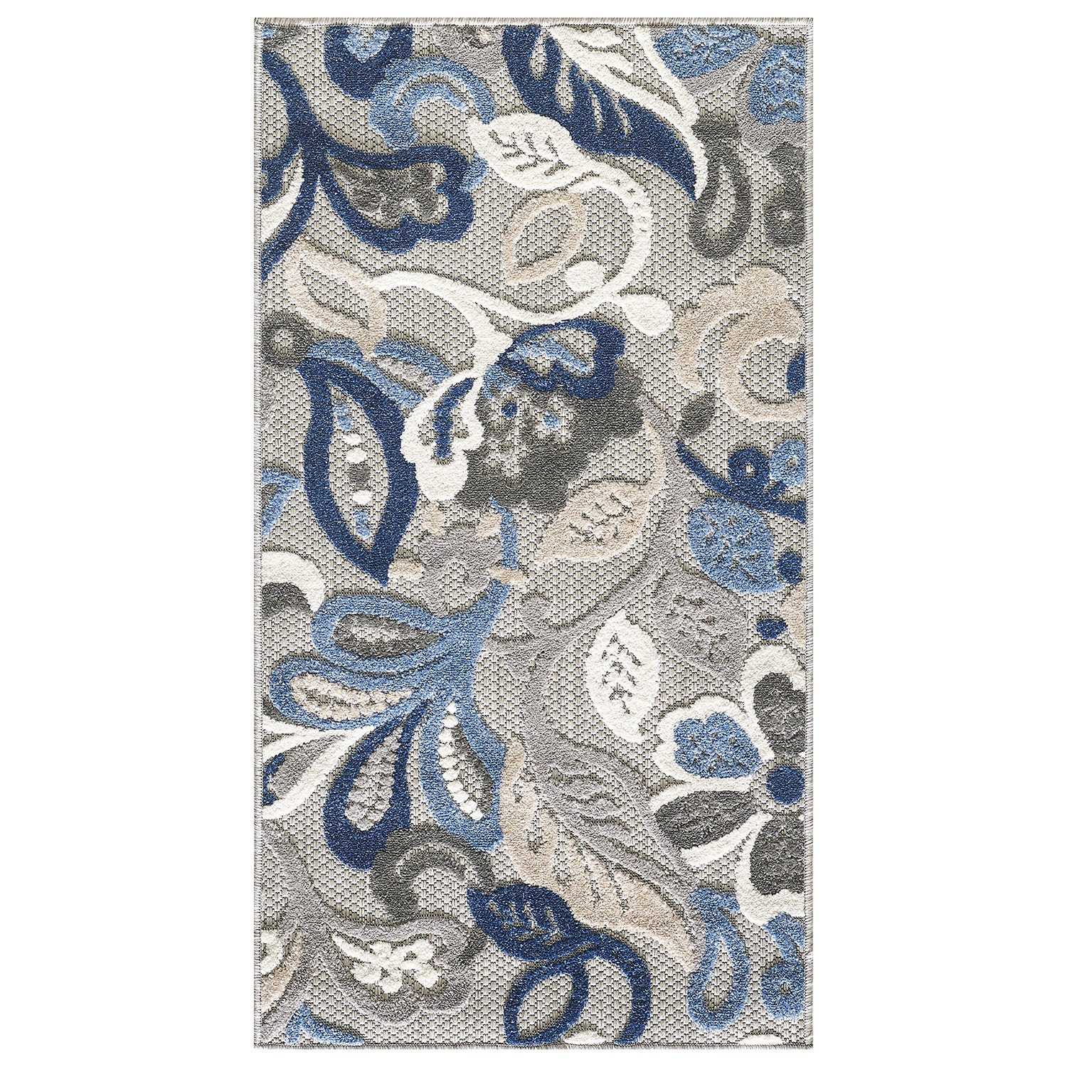 Red Barrel Studio® Blue Gray Jacobean Floral Indoor Outdoor Area Rug ...