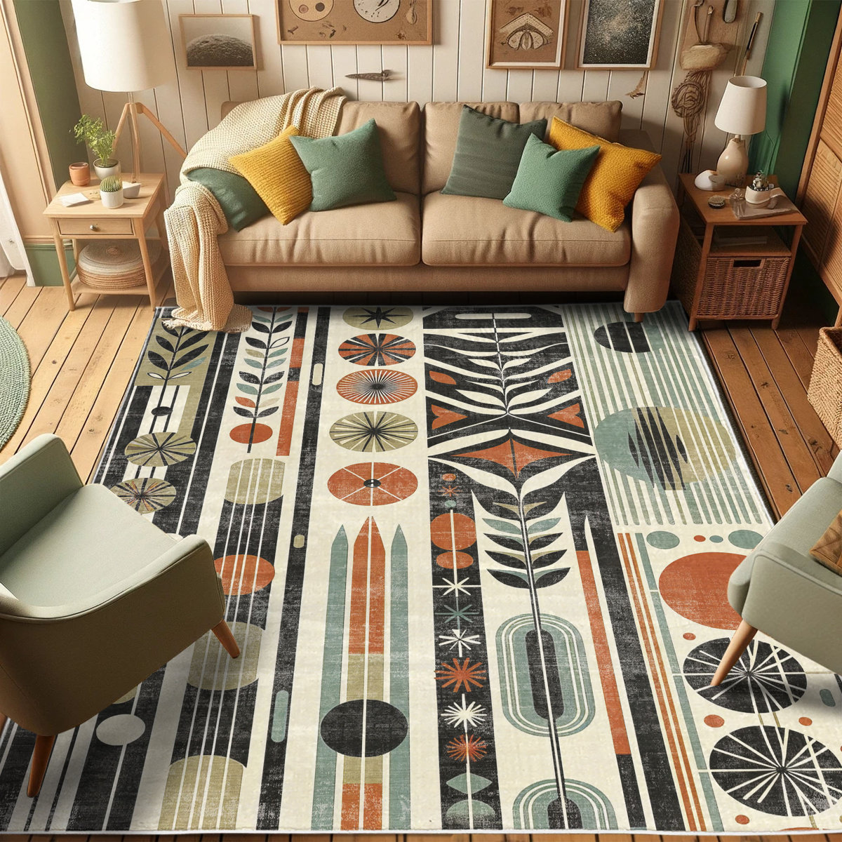 Ambesonne Bohemian High Density Long Fiber Poly Threads Decorative Area ...