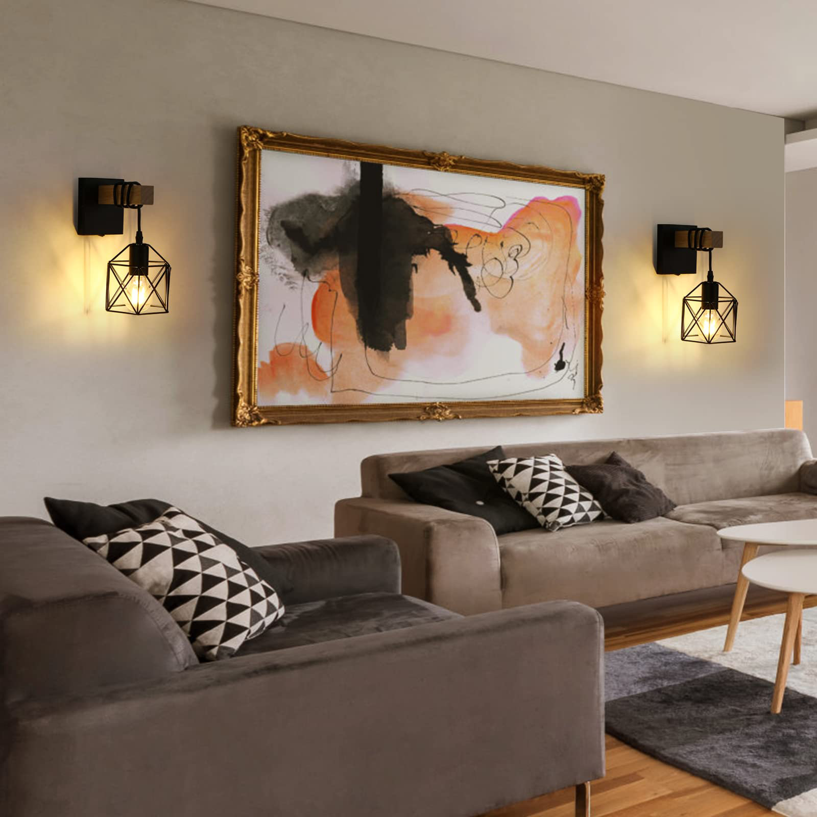 17 Stories Black Wall Sconce With ON/Off Switch Pack Of 2, Dimmable ...