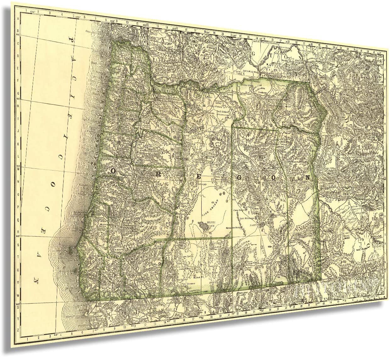HISTORIC PRINTS 1876 Oregon Map Poster Wall Art | Wayfair