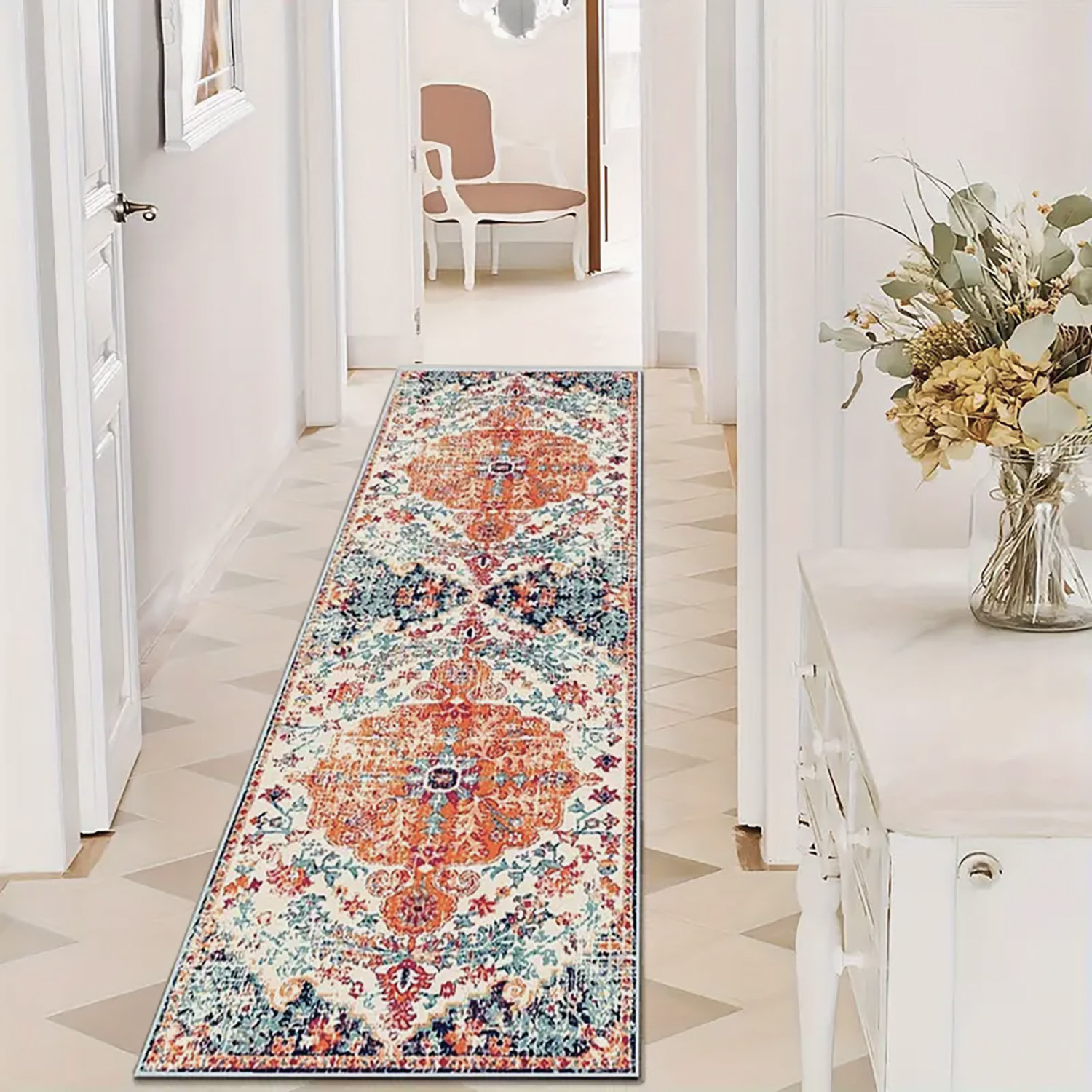 Bungalow Rose Rag Sturgill Non-slip Boho Vintage Hallway Sturgill, Low ...