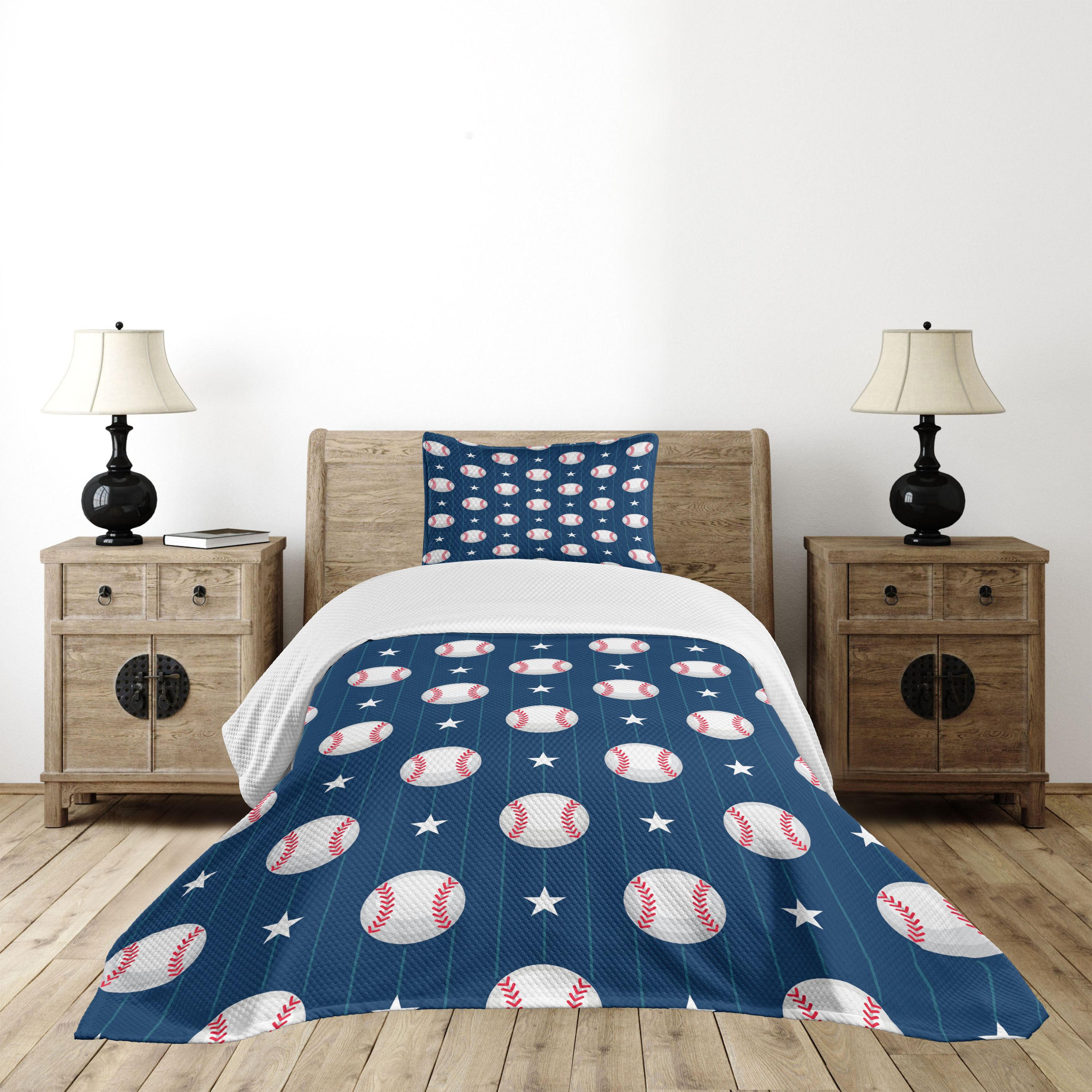 Ambesonne Sports Bedspread Baseball Stripes | Wayfair