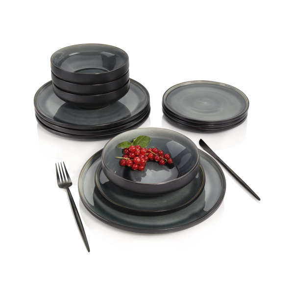 Brayden Studio Brantleyville 12 Piece Handmade Stoneware Dinnerware Set ...