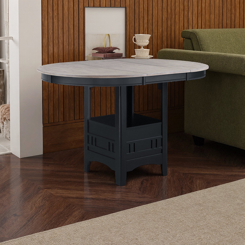 George Oliver Light Gray Contemporary Farmhouse Extendable Oval Dining ...