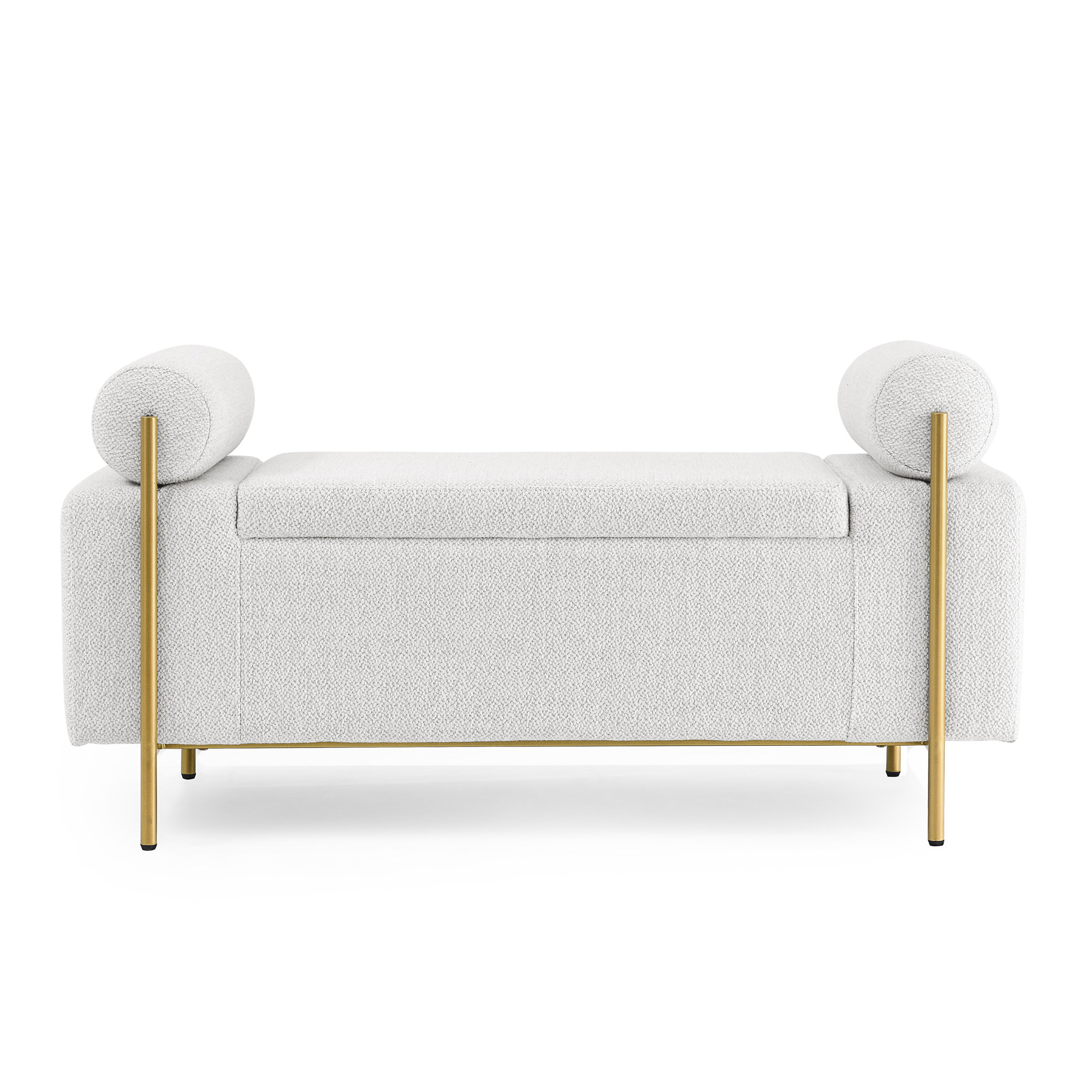 Mercer41 Elegant Upholstered Linen Storage Bench With Cylindrical Arms ...