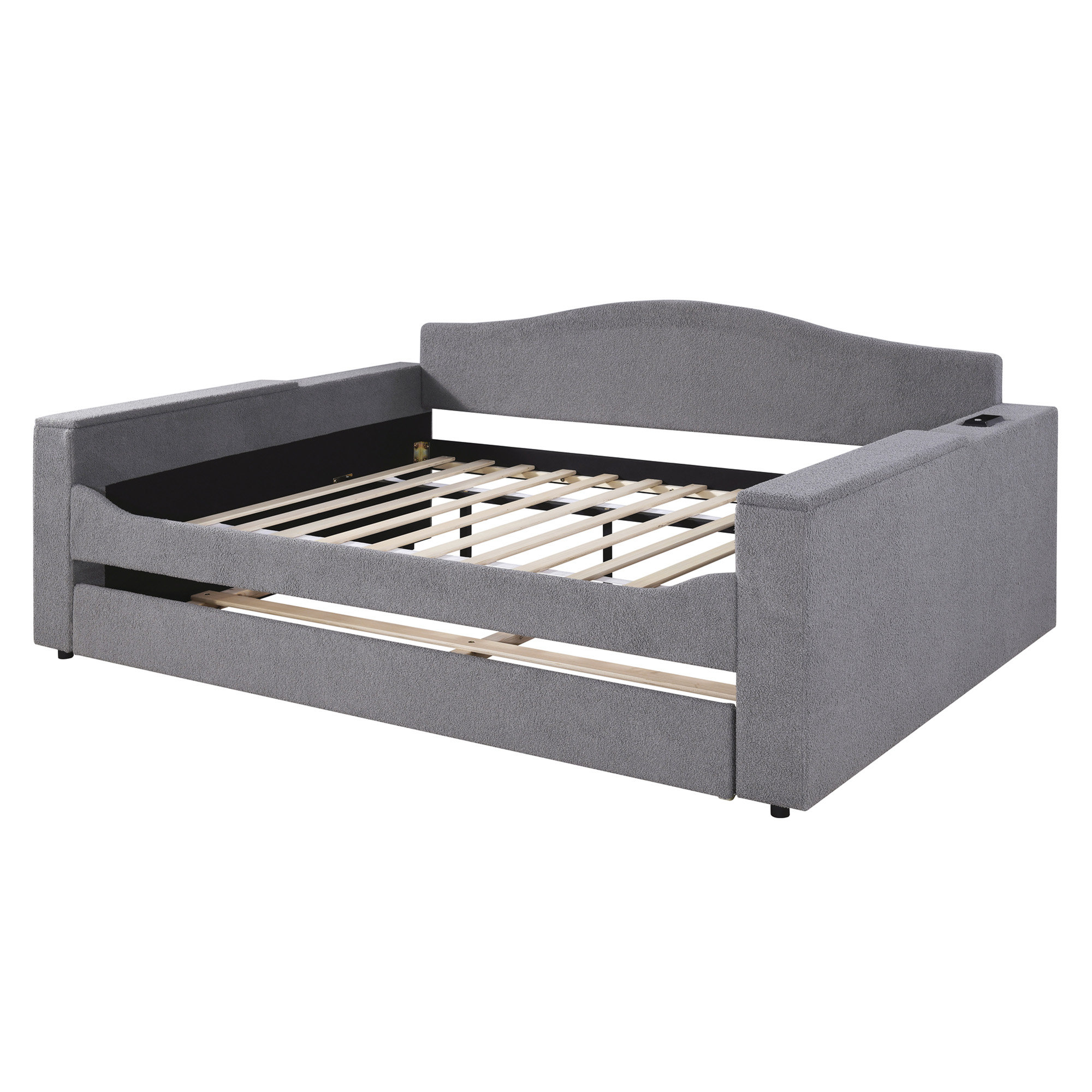 Red Barrel Studio® Full Size Upholstered Daybed with Storage Armrests ...