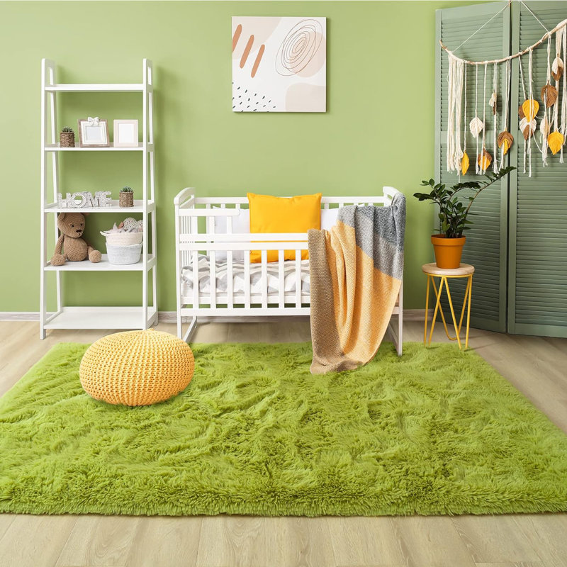 Mercer41 Fluffy Green Rugs for Bedroom 5x8 Feet | Wayfair