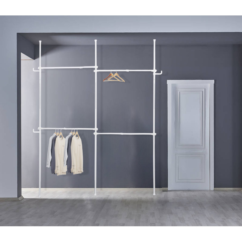 Rebrilliant Adjustable Freestanding Closet Rack: Double Rod Clothing ...