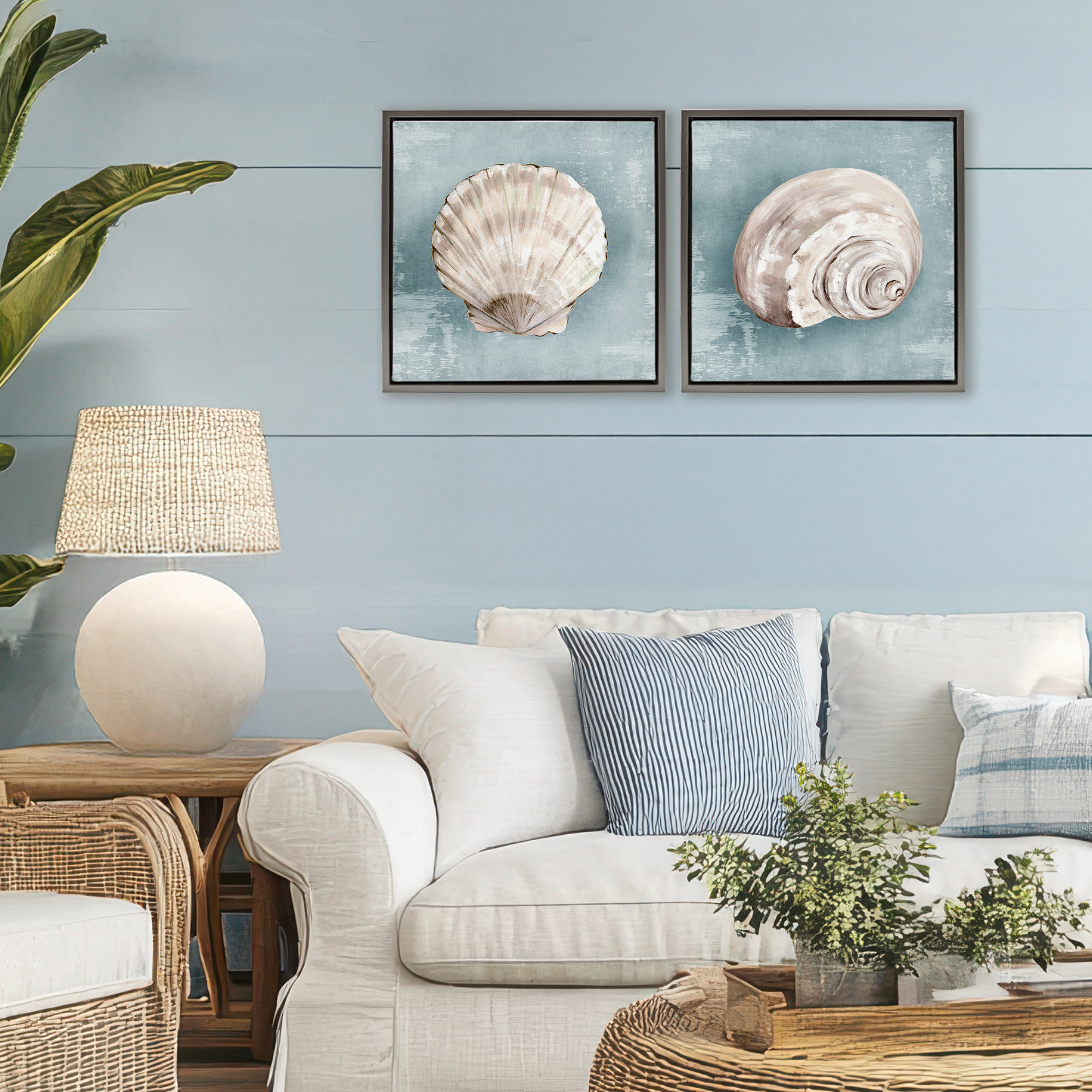 Beachcrest Home™ Seashell Whispers of Shore 2pc Floating Frame Set ...