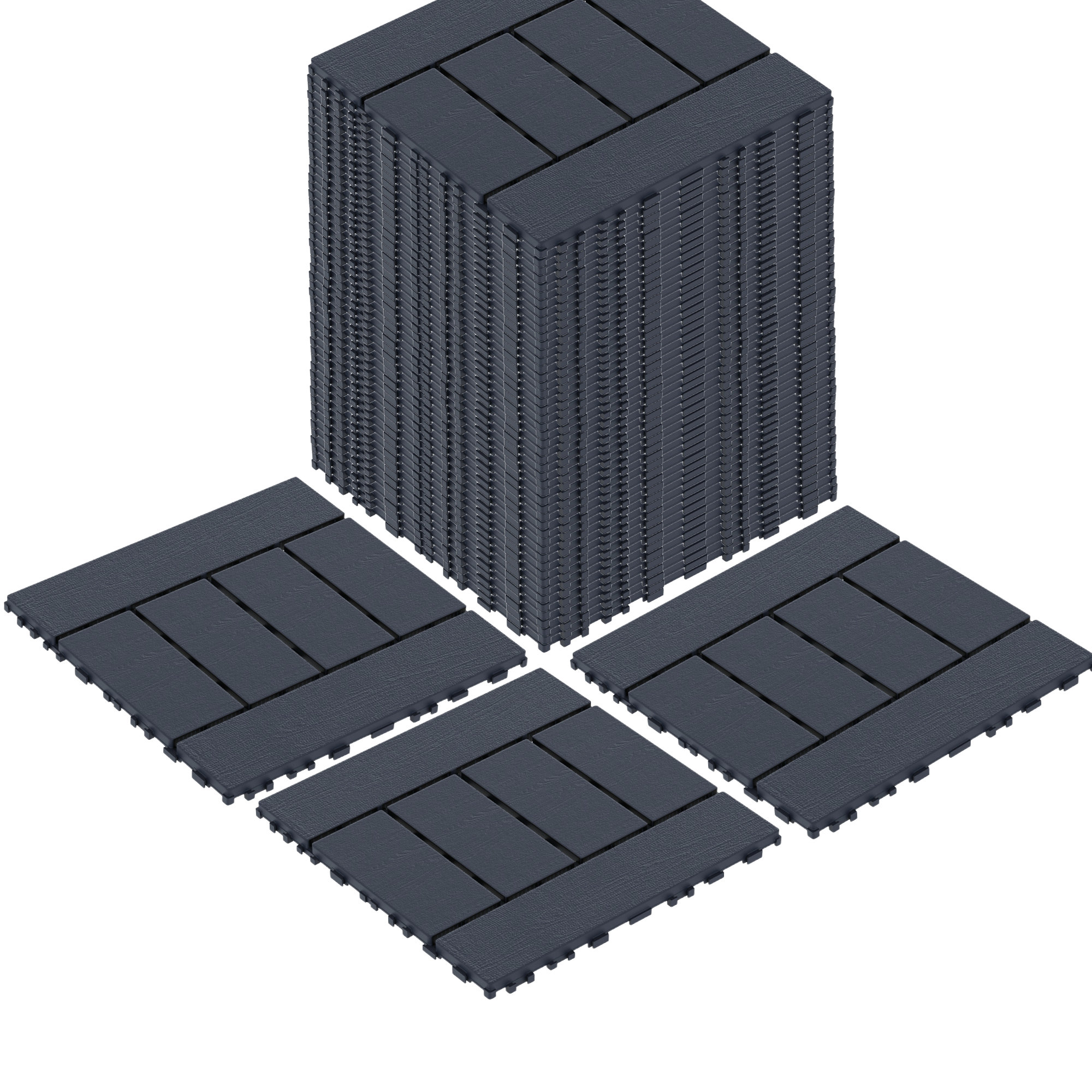 Dynoson 12"X12" Plastic Interlocking Grey Deck Tiles All Weather Use(44 ...