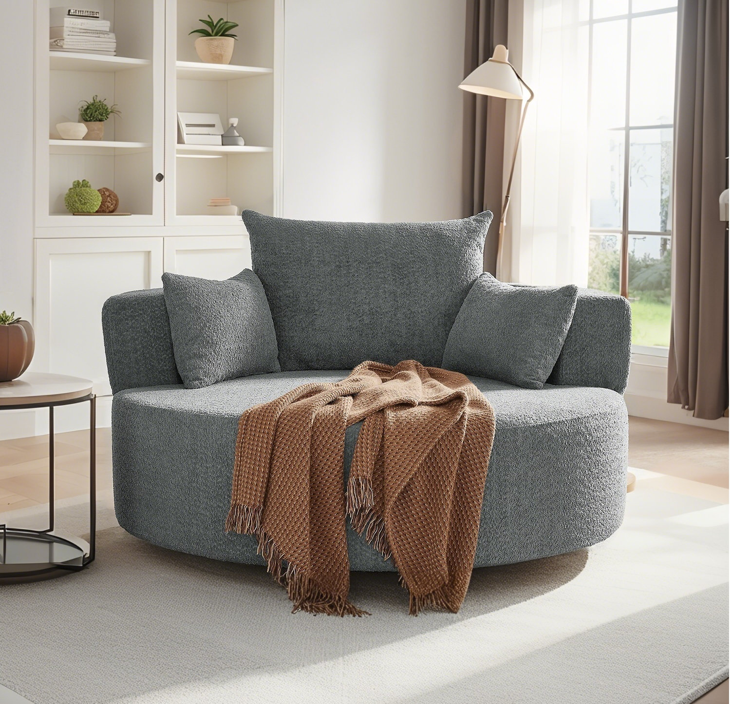 George Oliver 360° Swivel Chair Swivel Round Sofa Chair With 3 ...