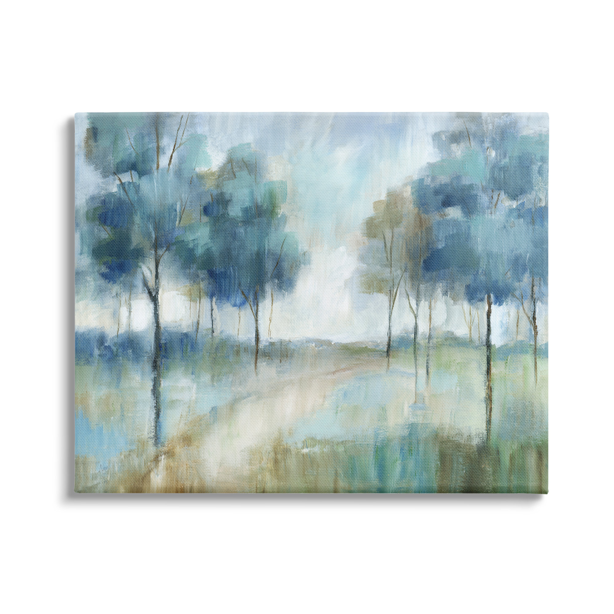 Stupell Industries Au-683-Canvas " Abstract Blue Woodland Path Trees ...