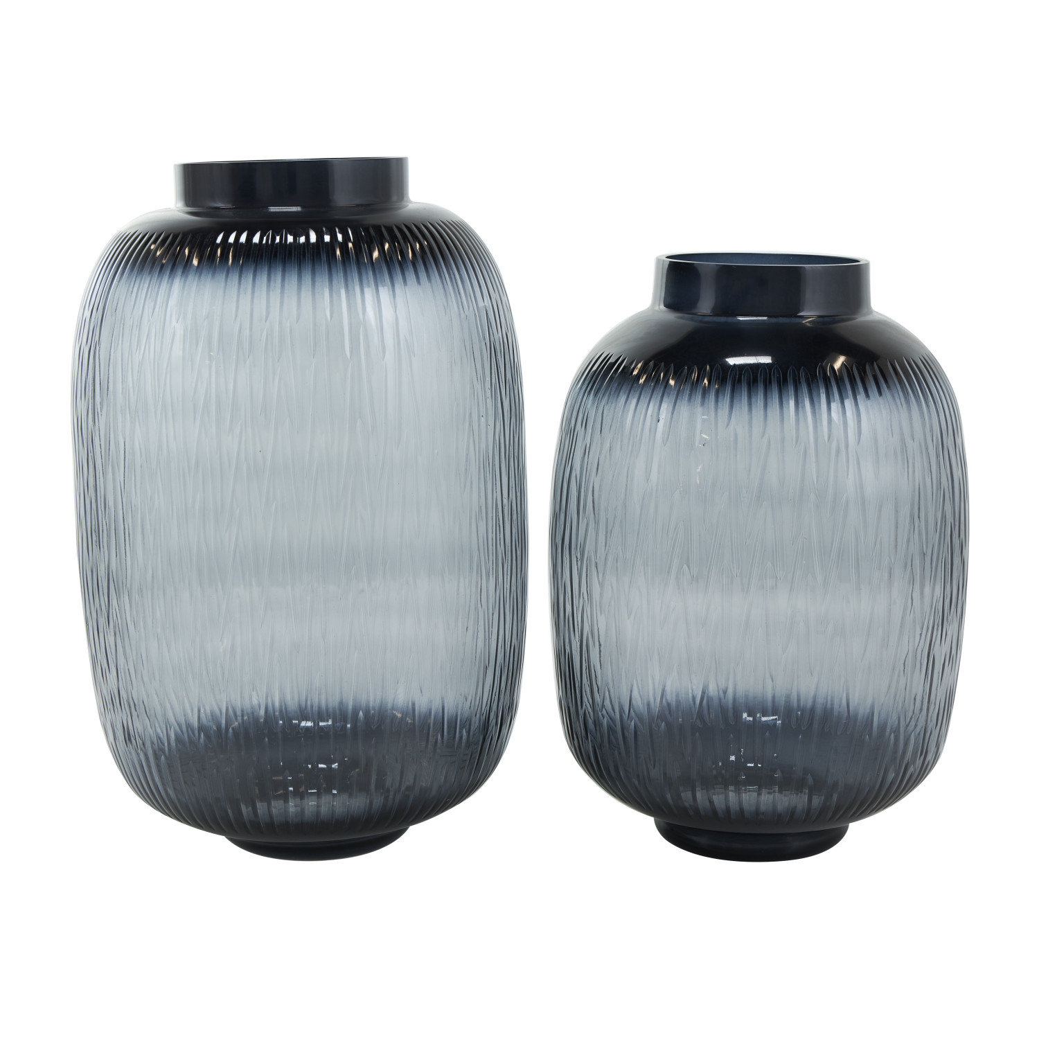 Ivy Bronx Glass Textured Ombre Decorative Black Vase Set | Wayfair
