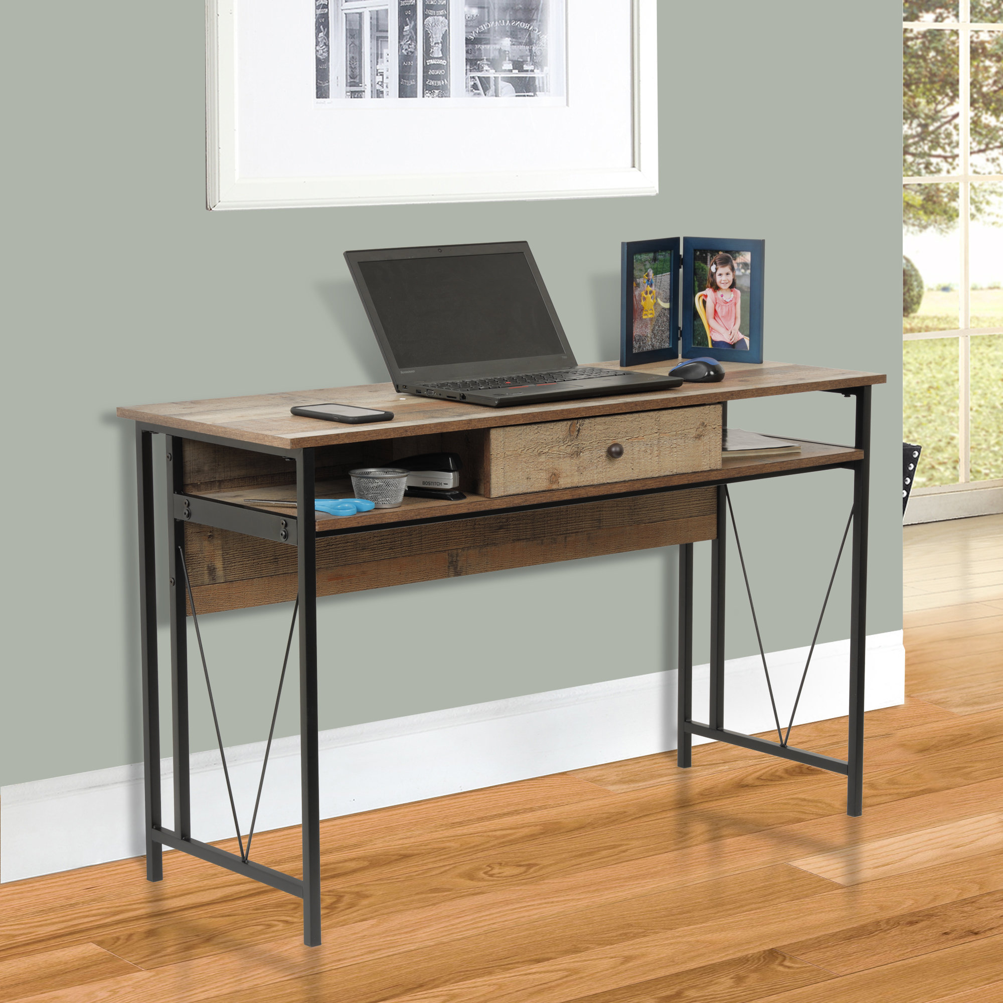 OS Home & Office Furniture Mountain Ridge Metal Base Writing Desk ...