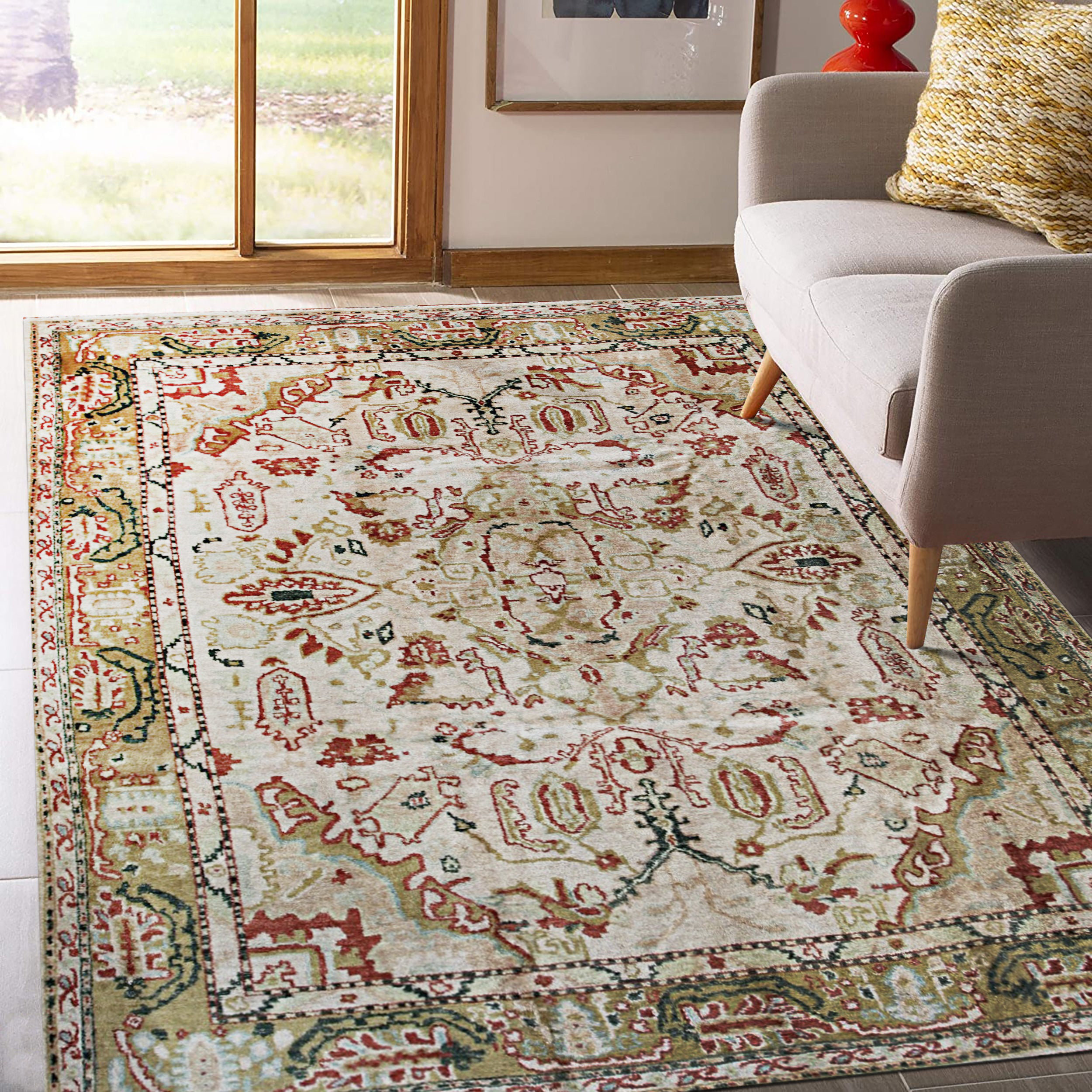 EORC Delicate Beige Hand Knotted Rug | Wayfair