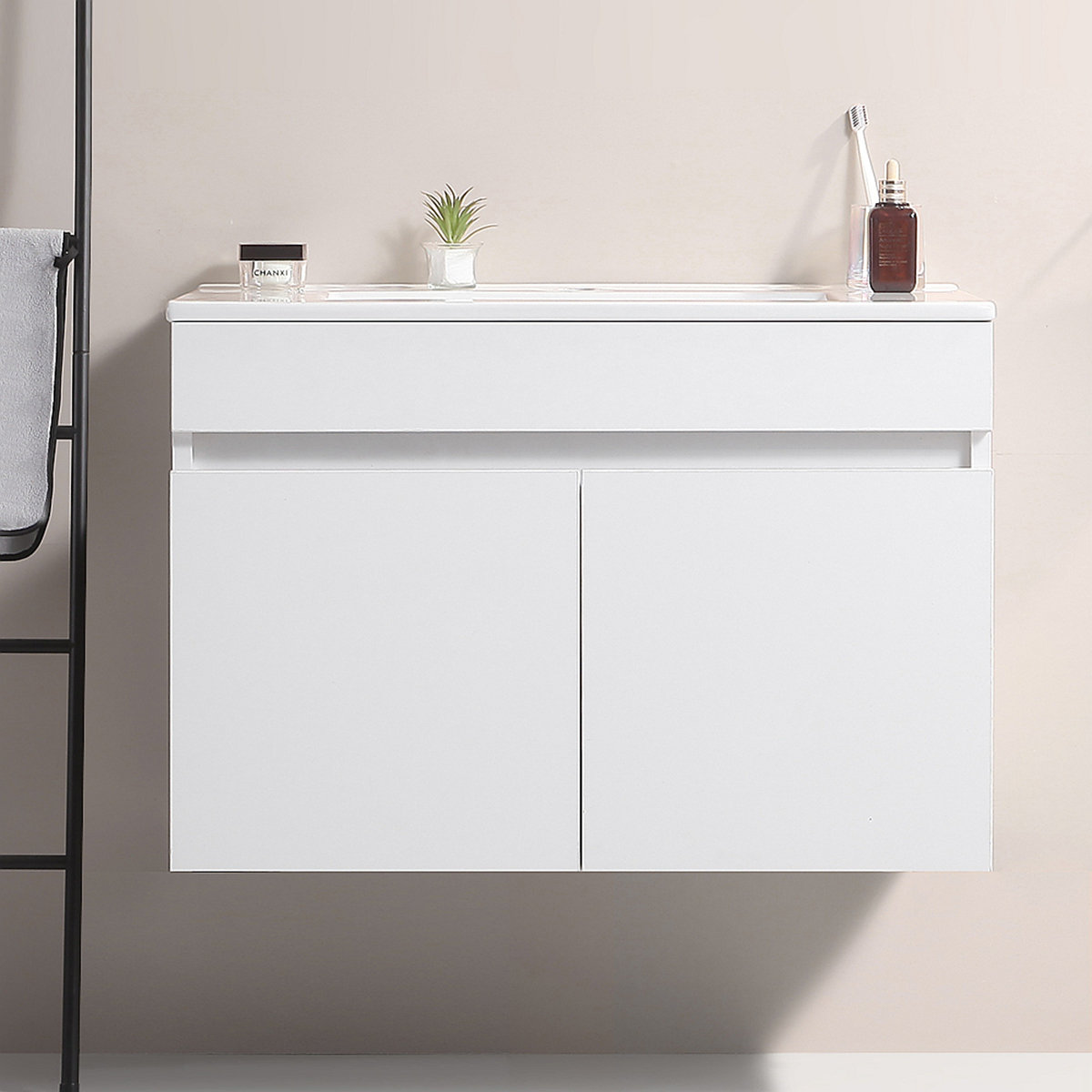 Ebern Designs Wall Mounted Bathroom Vanity With Ceramic Basin | Wayfair