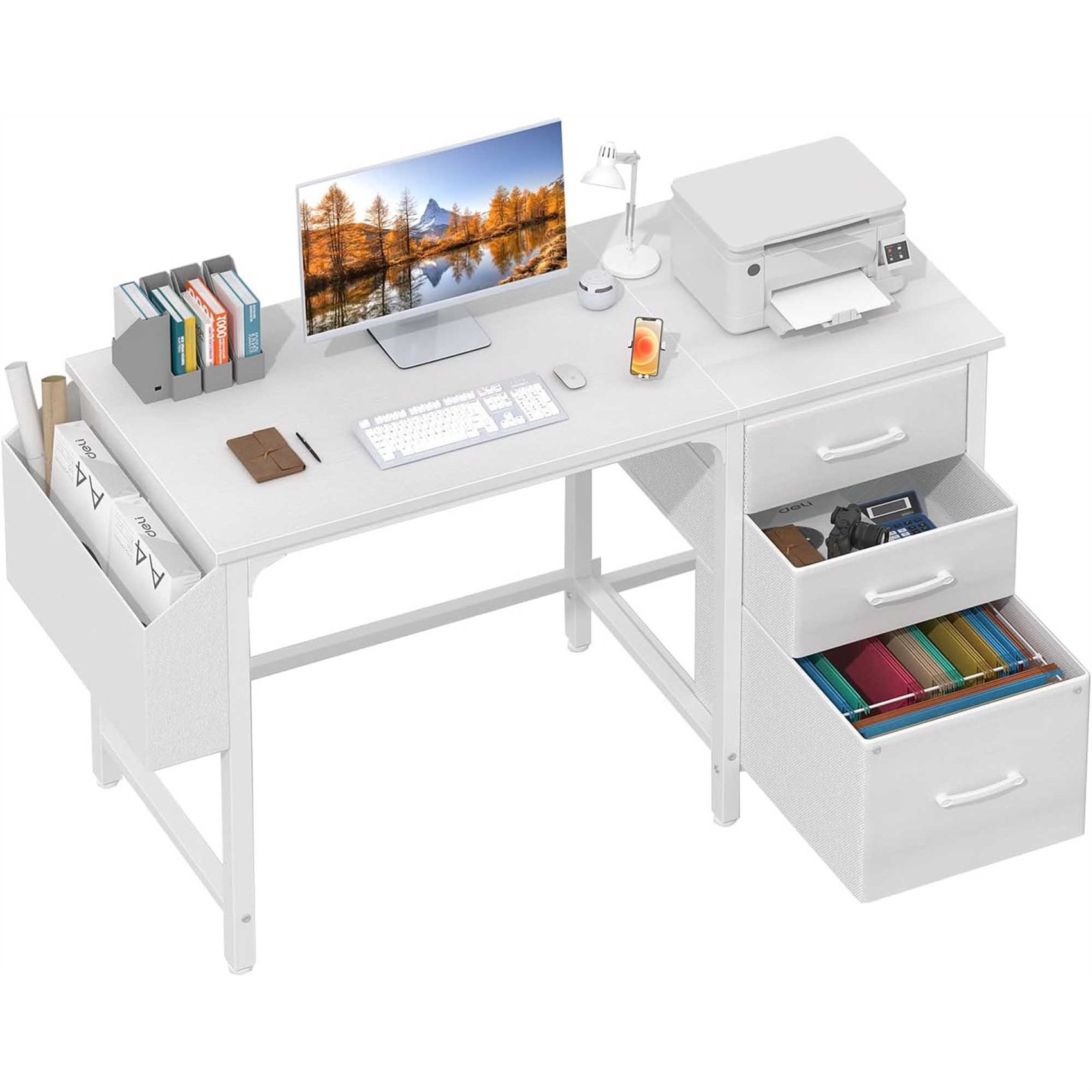 Latitude Run® 47-Inch Reversible Modern Workstation Desk, Compact ...