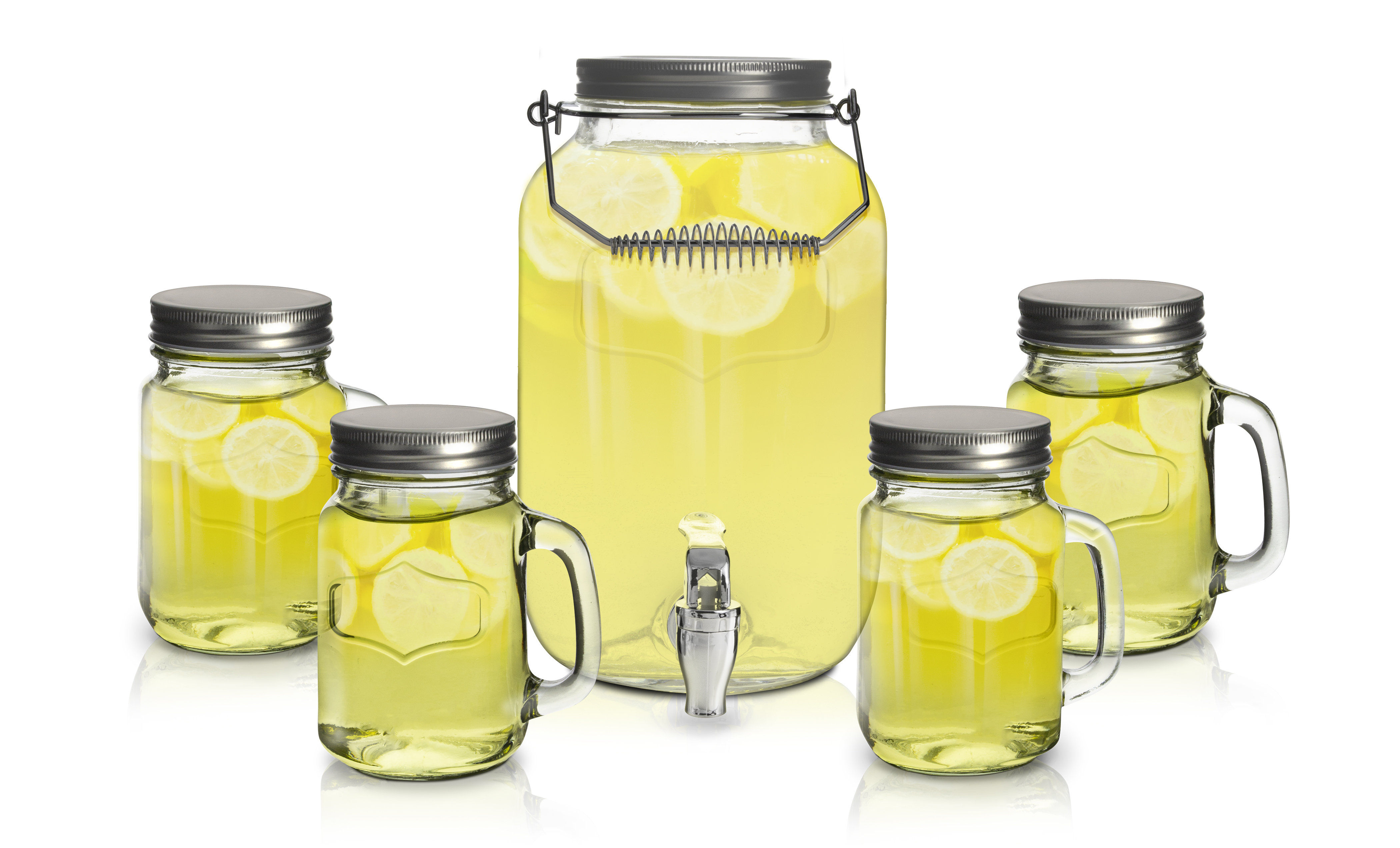 Gracie Oaks Carol-Anne 5 Piece Beverage Dispenser Set | Wayfair