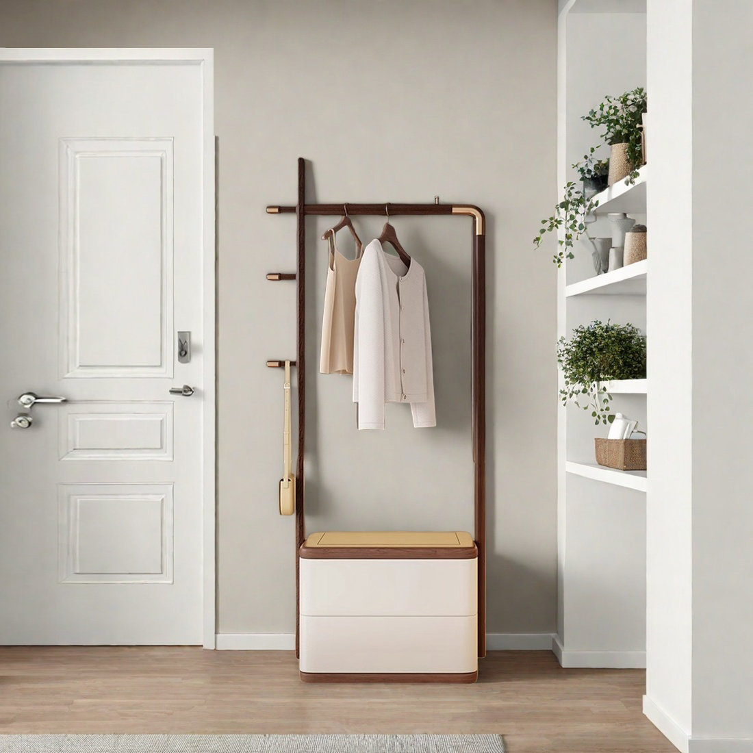 Elegant Home Furnishings.s Ash Wood Hall Tree with Hooks and Drawers ...