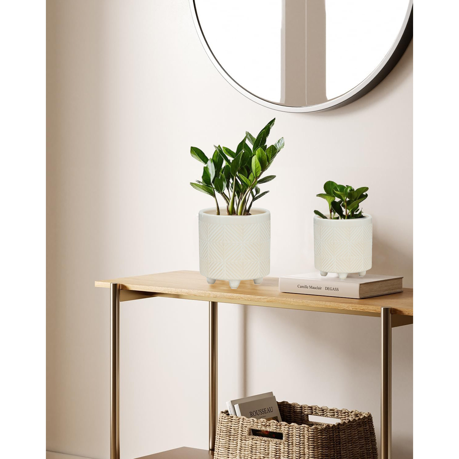 Wrought Studio™ Succulent Pots, 6+8 Inch Ceramic Indoor Plant Pot With ...