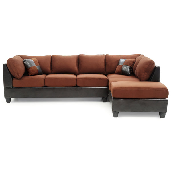 Angel Queen Wood Sectional Sofa With Ottoman And Tufted Cushion | Wayfair
