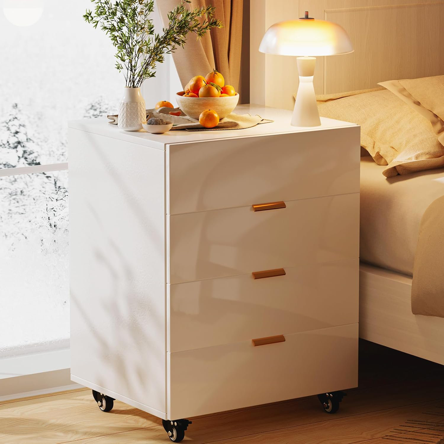 Mercer41 White Dresser for Bedroom Cabinet Storage Organizer End Side ...