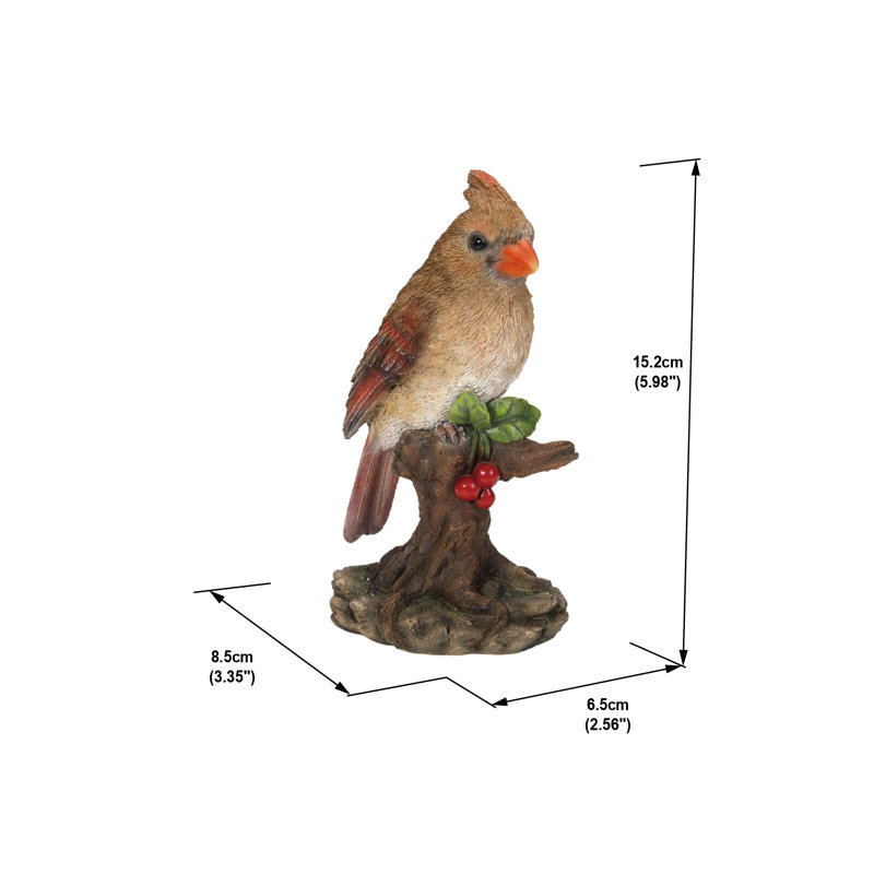Hi-Line Gift Ltd. Female Cardinal Perched On A Stump Statue & Reviews ...